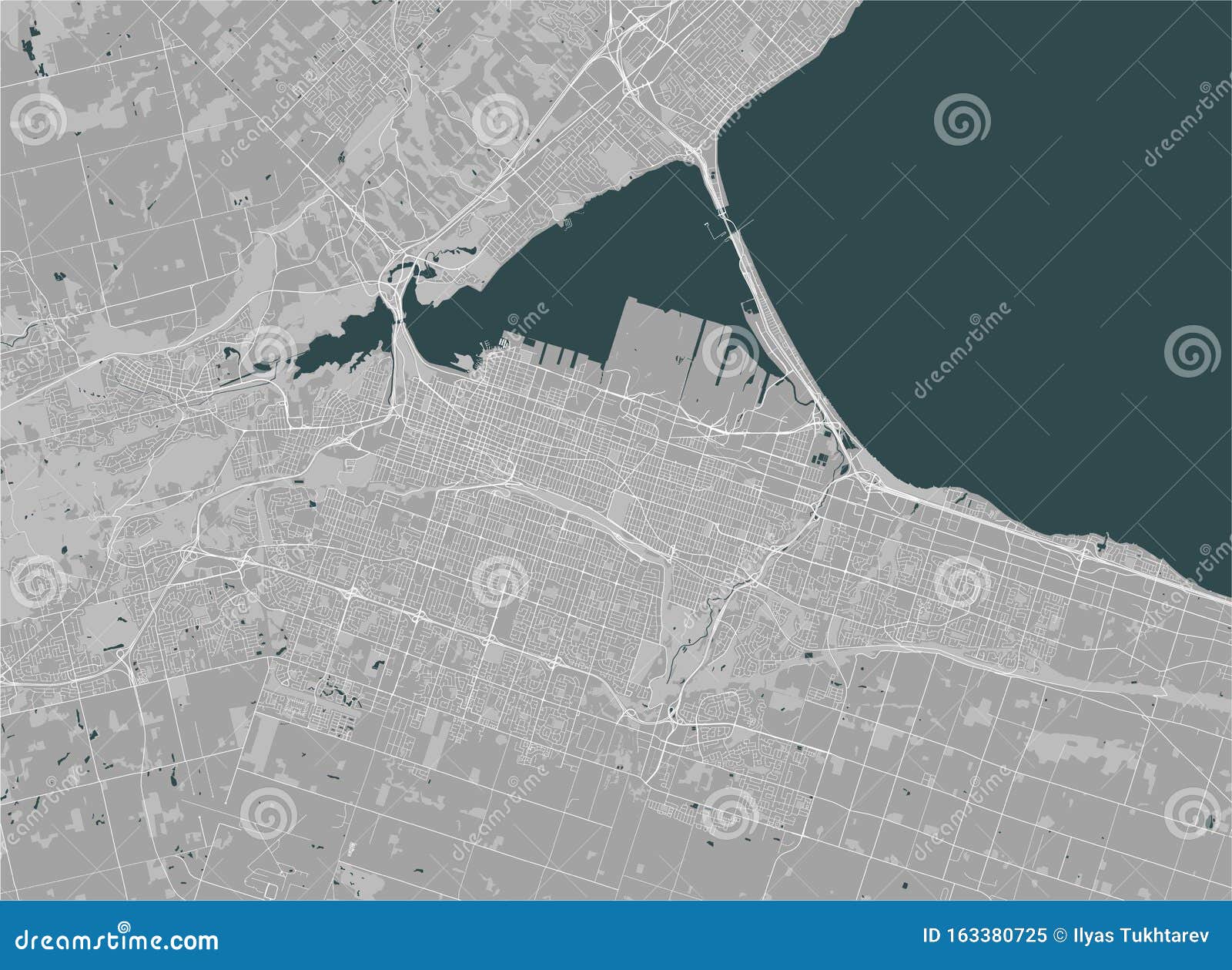 Map of the City of Hamilton, Canada Stock Illustration - Illustration ...