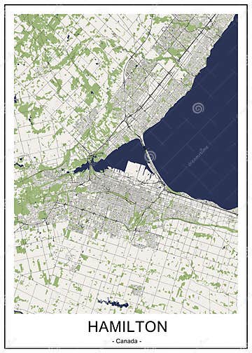 Map of the City of Hamilton, Canada Stock Illustration - Illustration ...