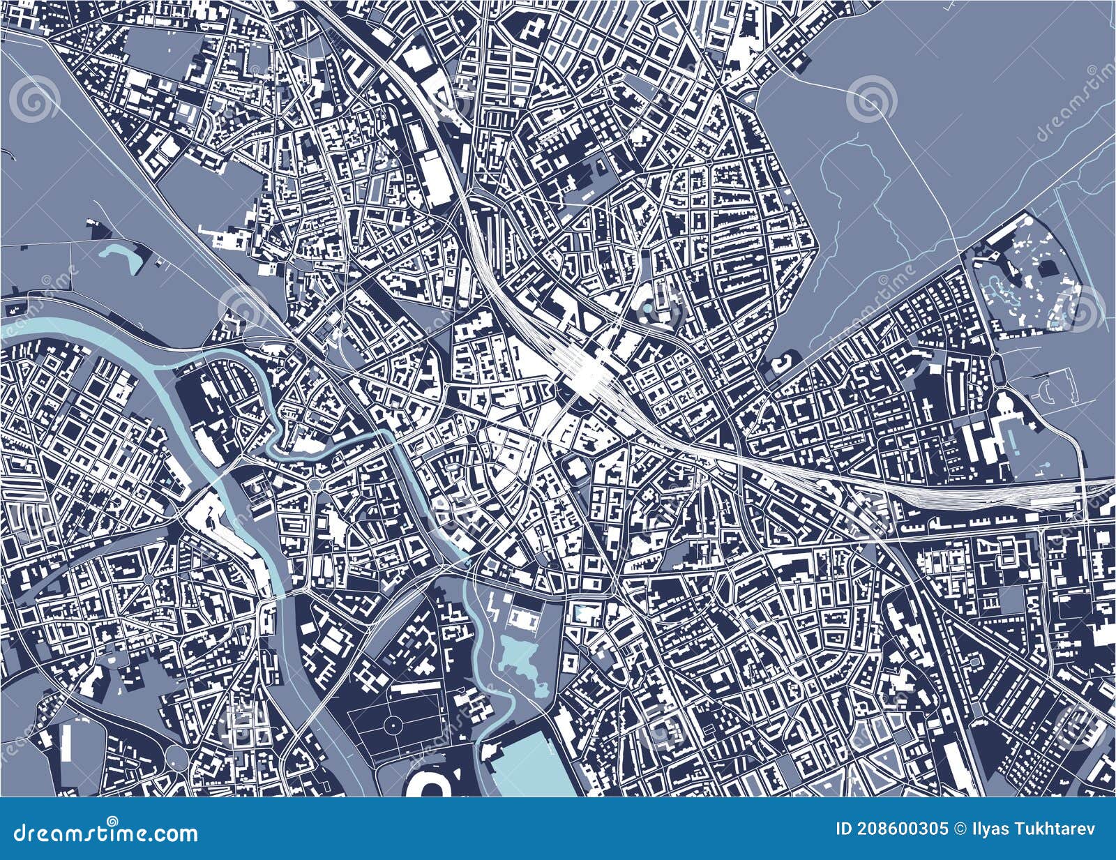 Map of the City of Hanover Germany Stock Vector - Illustration of ...