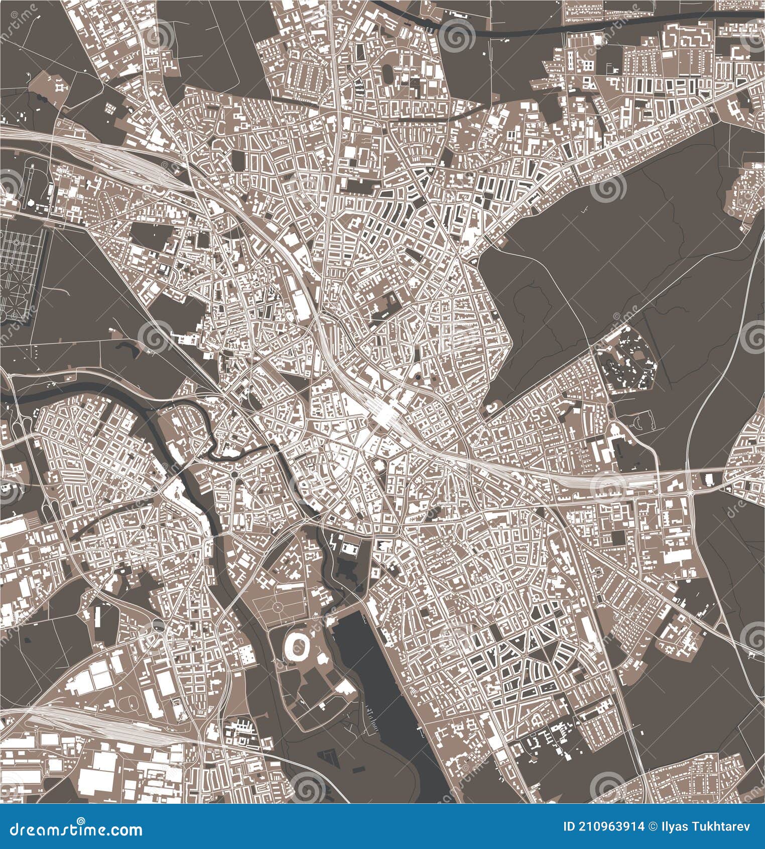 Map of the City of Hanover, Germany Stock Vector - Illustration of ...