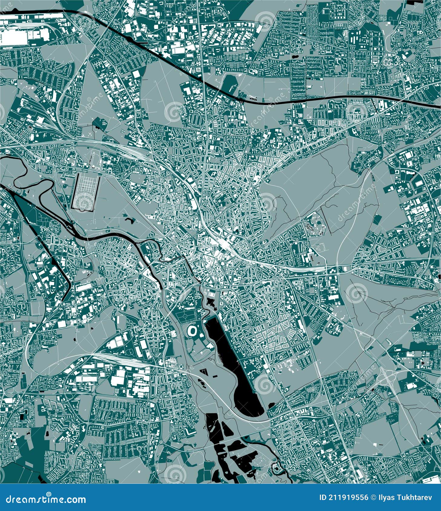 Map of the City of Hanover, Germany Stock Vector - Illustration of ...