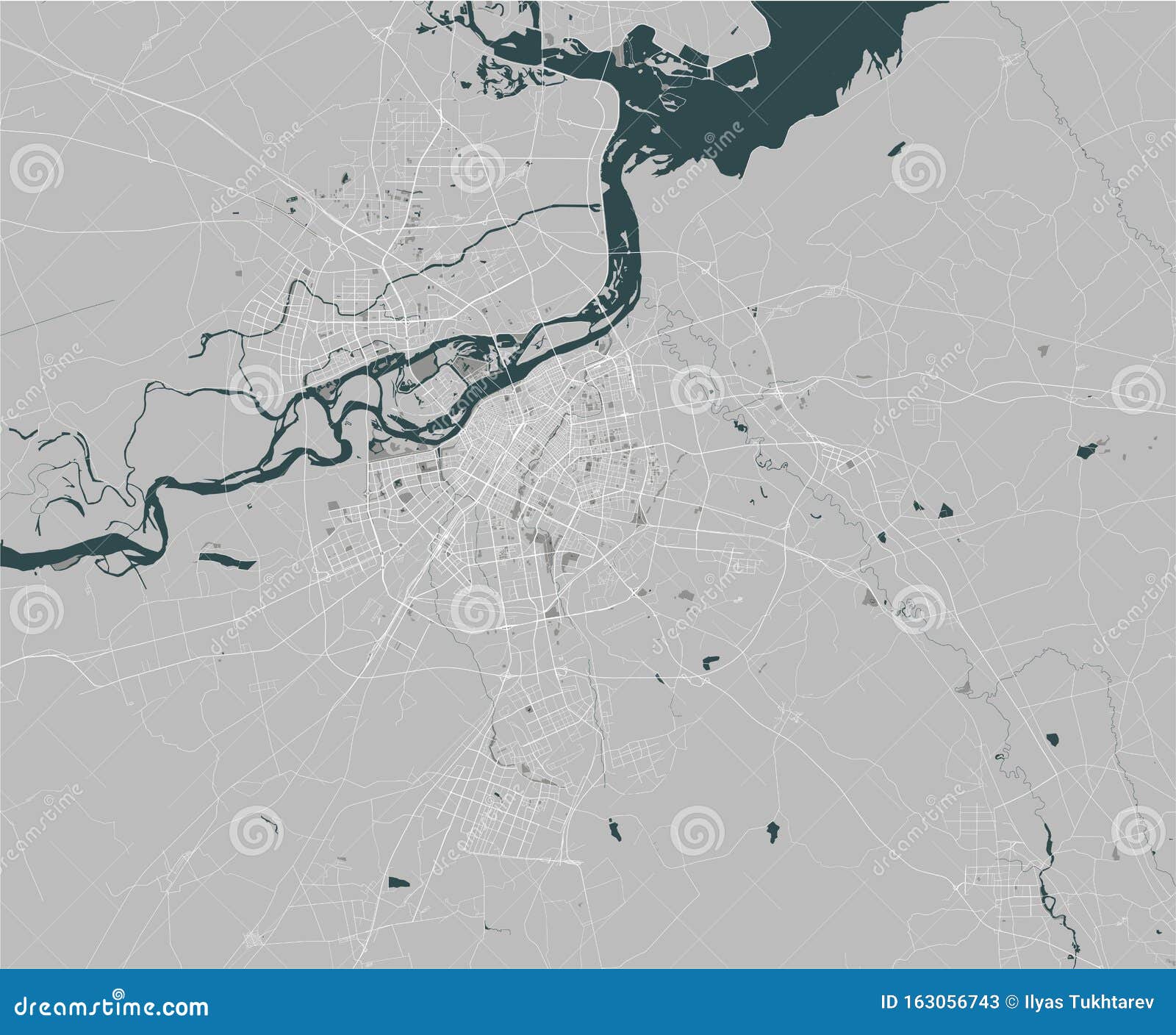 Map of the City of Harbin, China Stock Illustration - Illustration of ...
