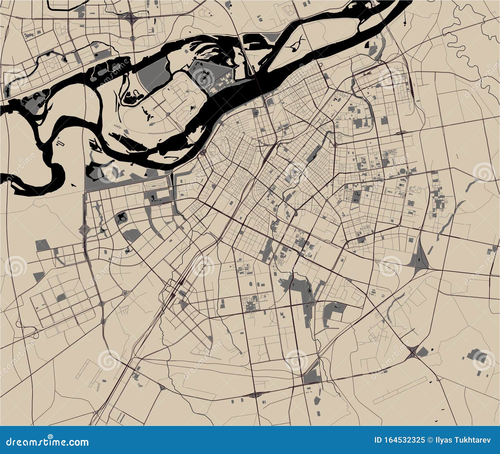 Map of the City of Harbin, China Stock Illustration - Illustration of ...