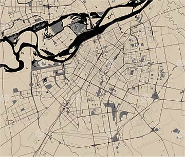 Map of the City of Harbin, China Stock Illustration - Illustration of ...