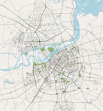Map of the City of Harbin, China Stock Illustration - Illustration of ...