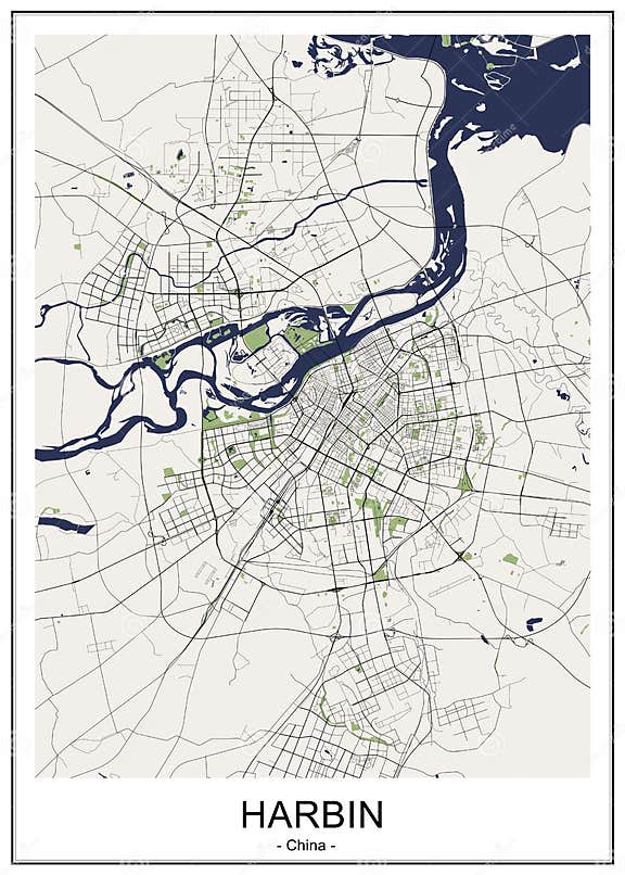 Map of the City of Harbin, China Stock Vector - Illustration of plan ...