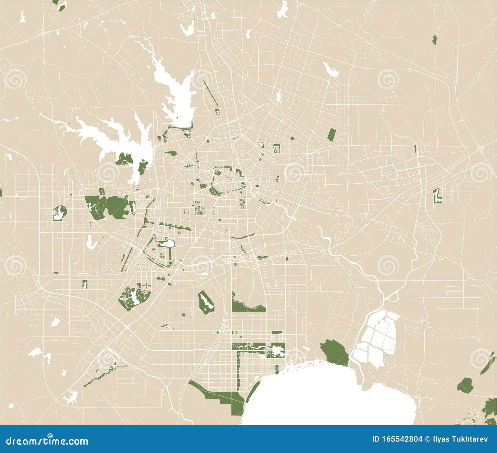 Hefei China City Map In Retro Style In Golden Color. Outline Map ...