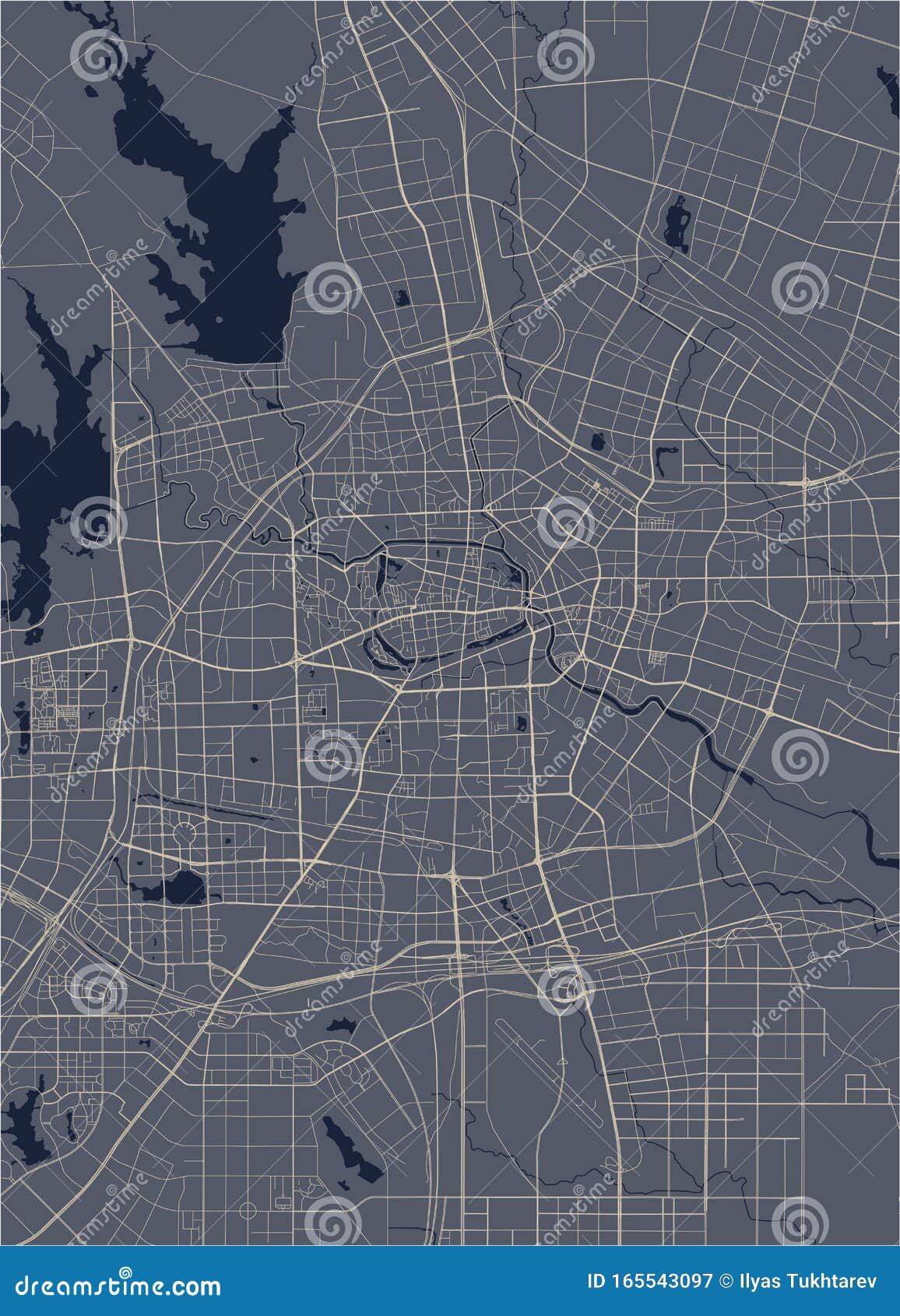 Hefei China City Map In Retro Style In Golden Color. Outline Map ...