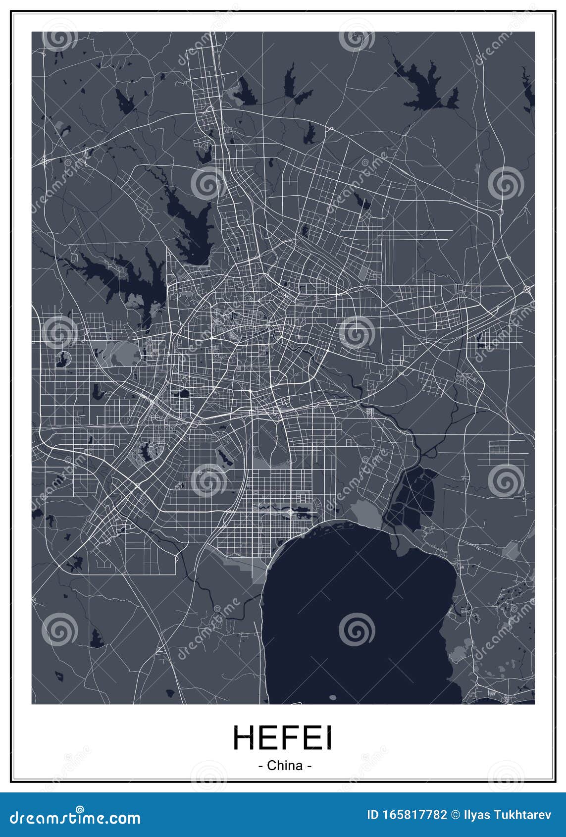 Hefei, China City Silhouette Cartoon Vector | CartoonDealer.com #299061955