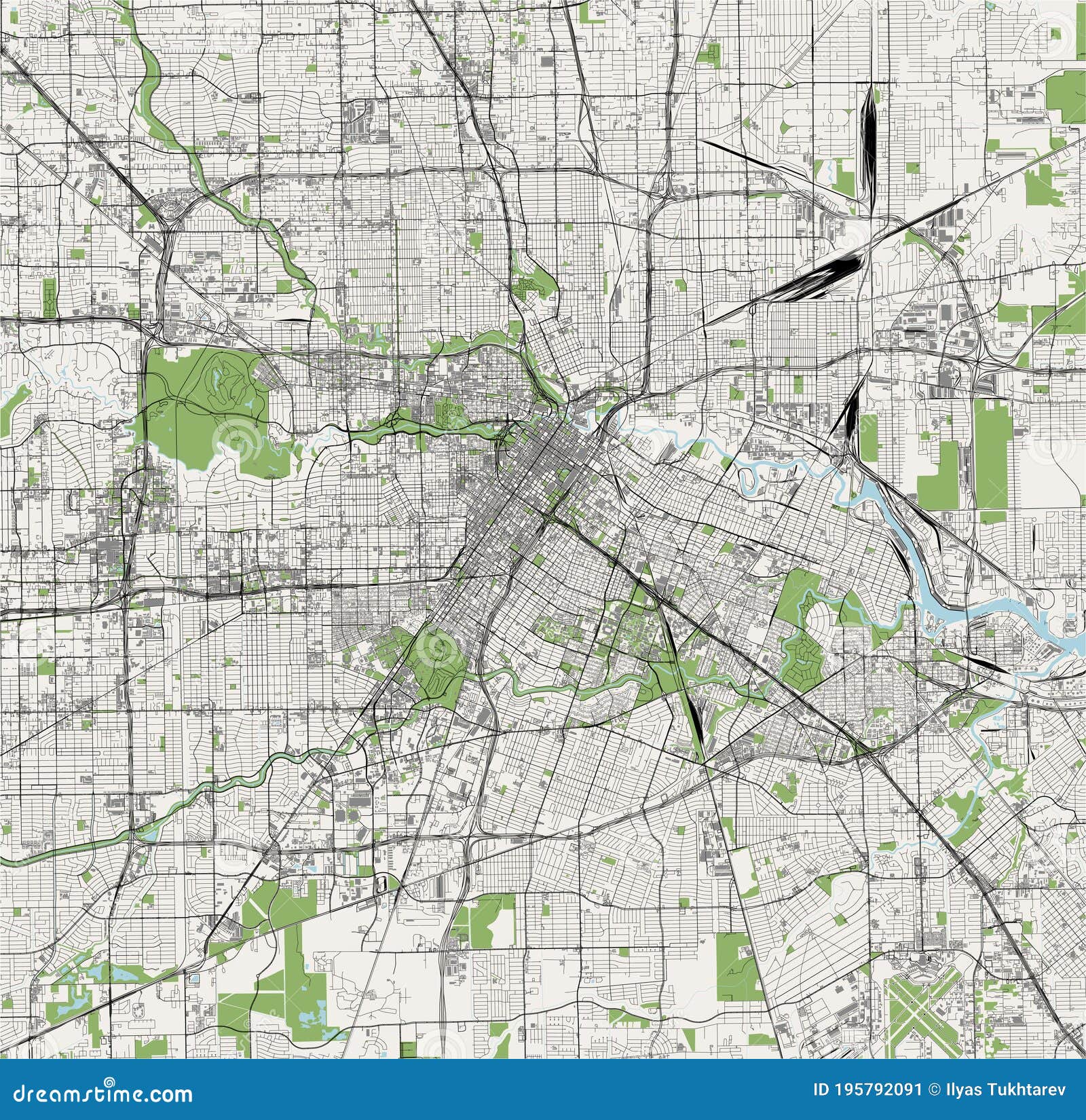 Houston Map Vector - Map Of The City Of Houston Texas Usa Stock Vector ...