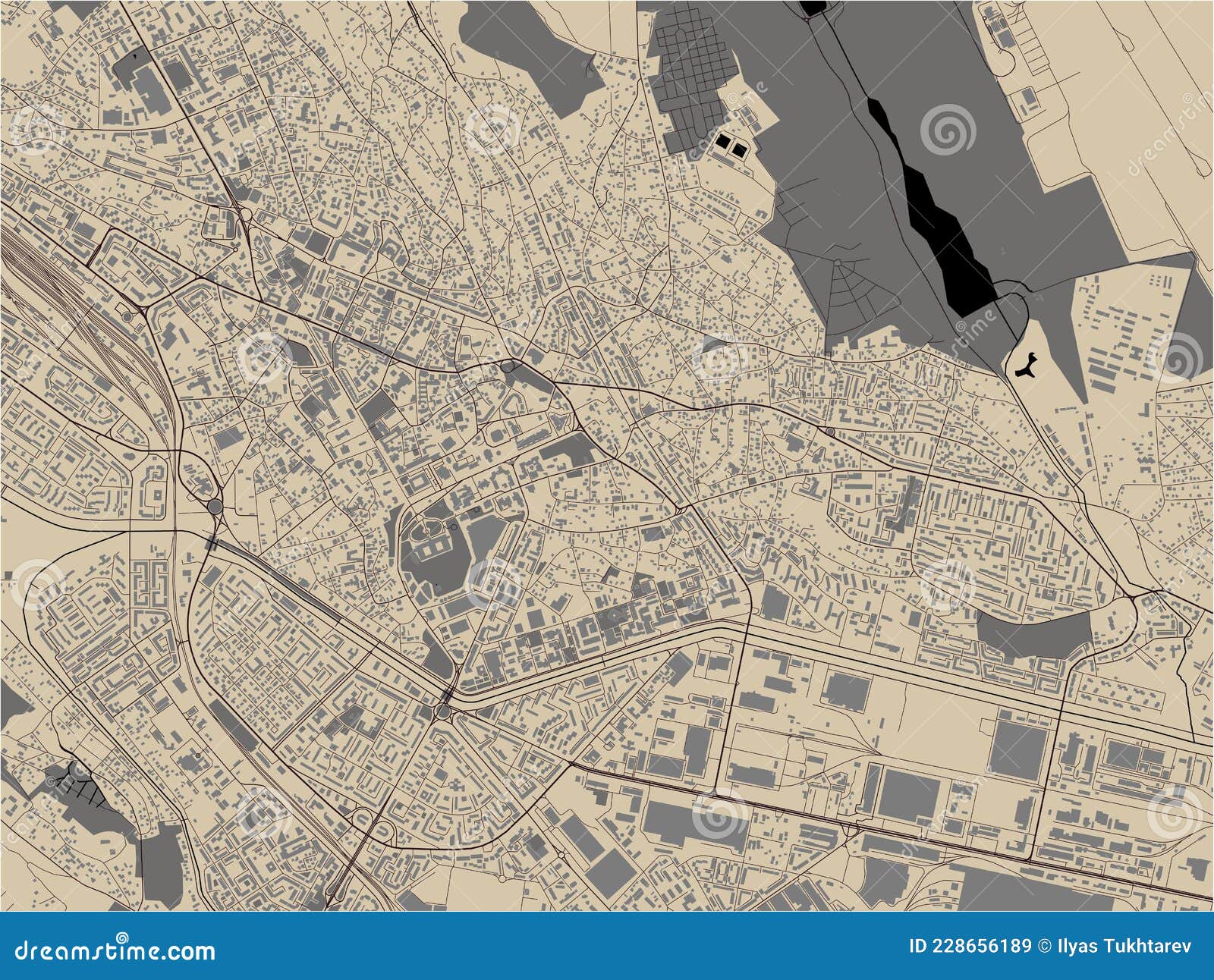 Map of the City of Iasi, Romania Stock Image - Image of topography ...