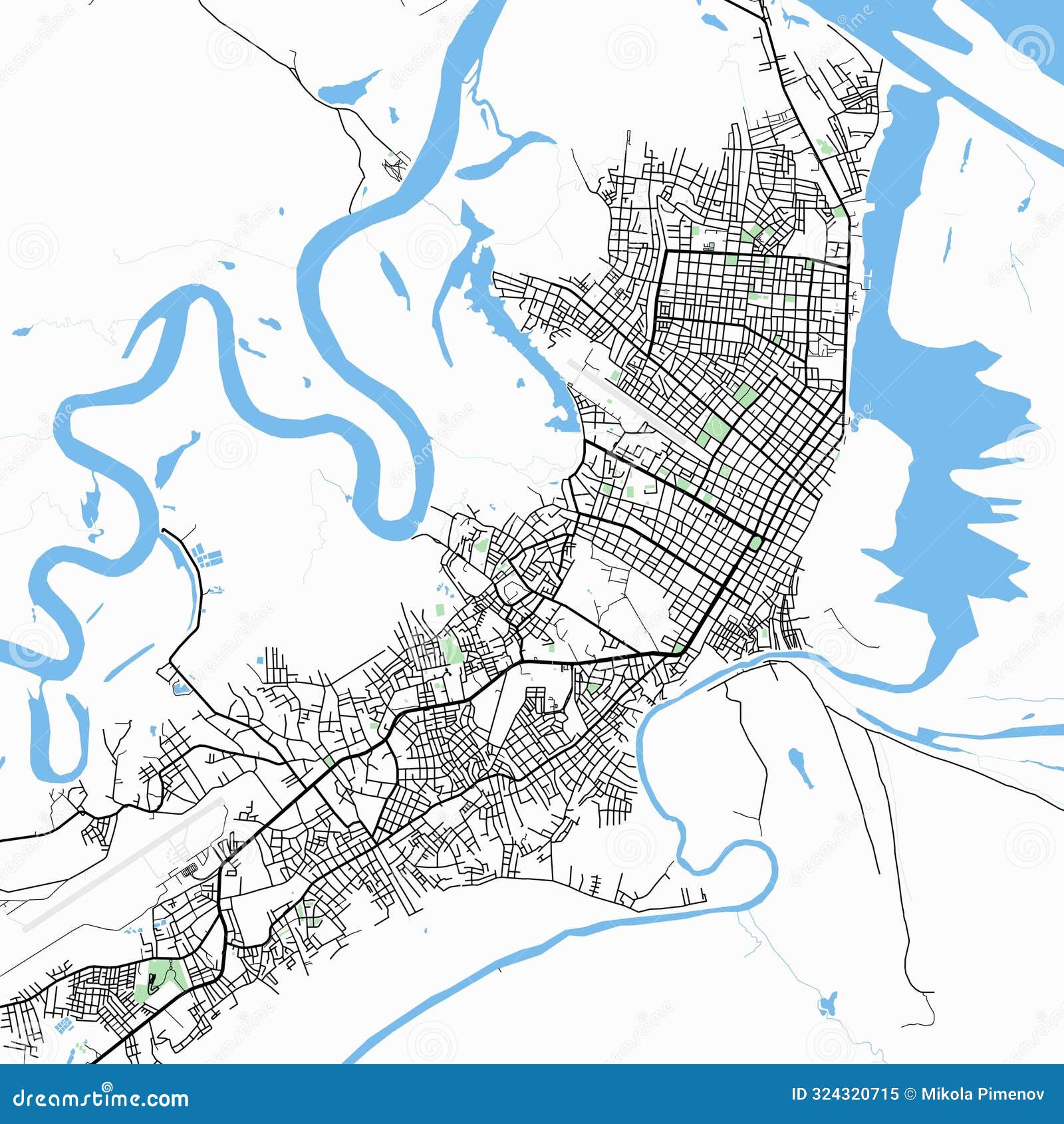 Map of the City of Iguitos. Stock Illustration - Illustration of plan ...