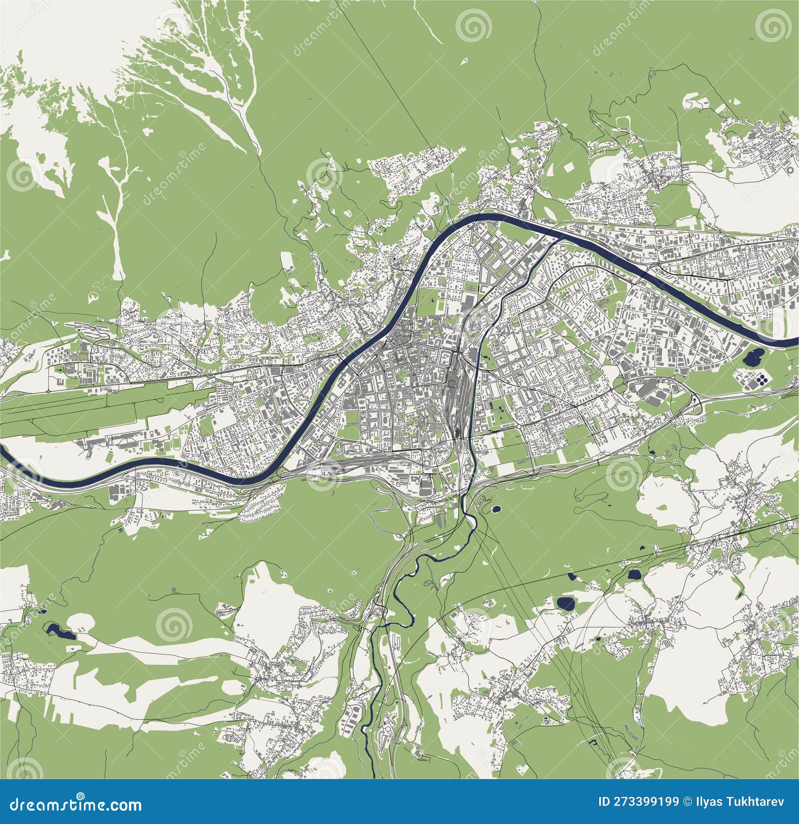 Map of the City of Innsbruck, Austria Stock Vector - Illustration of ...