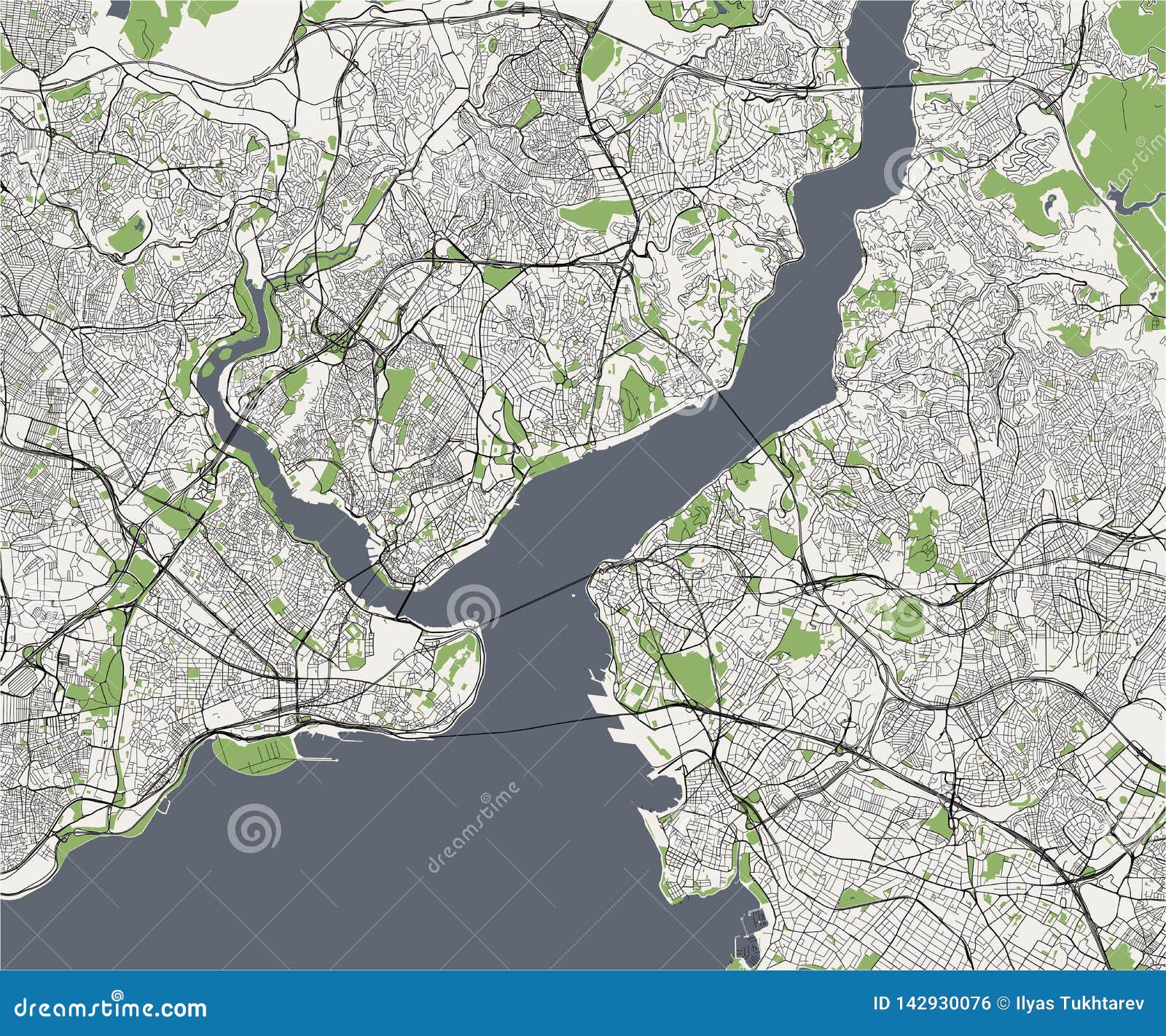 Map of the City of Istanbul, Turkey Stock Illustration - Illustration ...