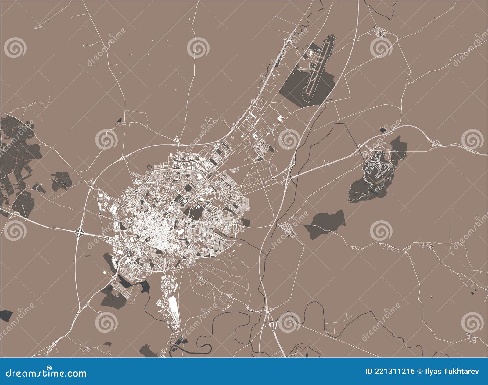 Map of the City of Jerez De La Frontera, Spain Stock Illustration ...