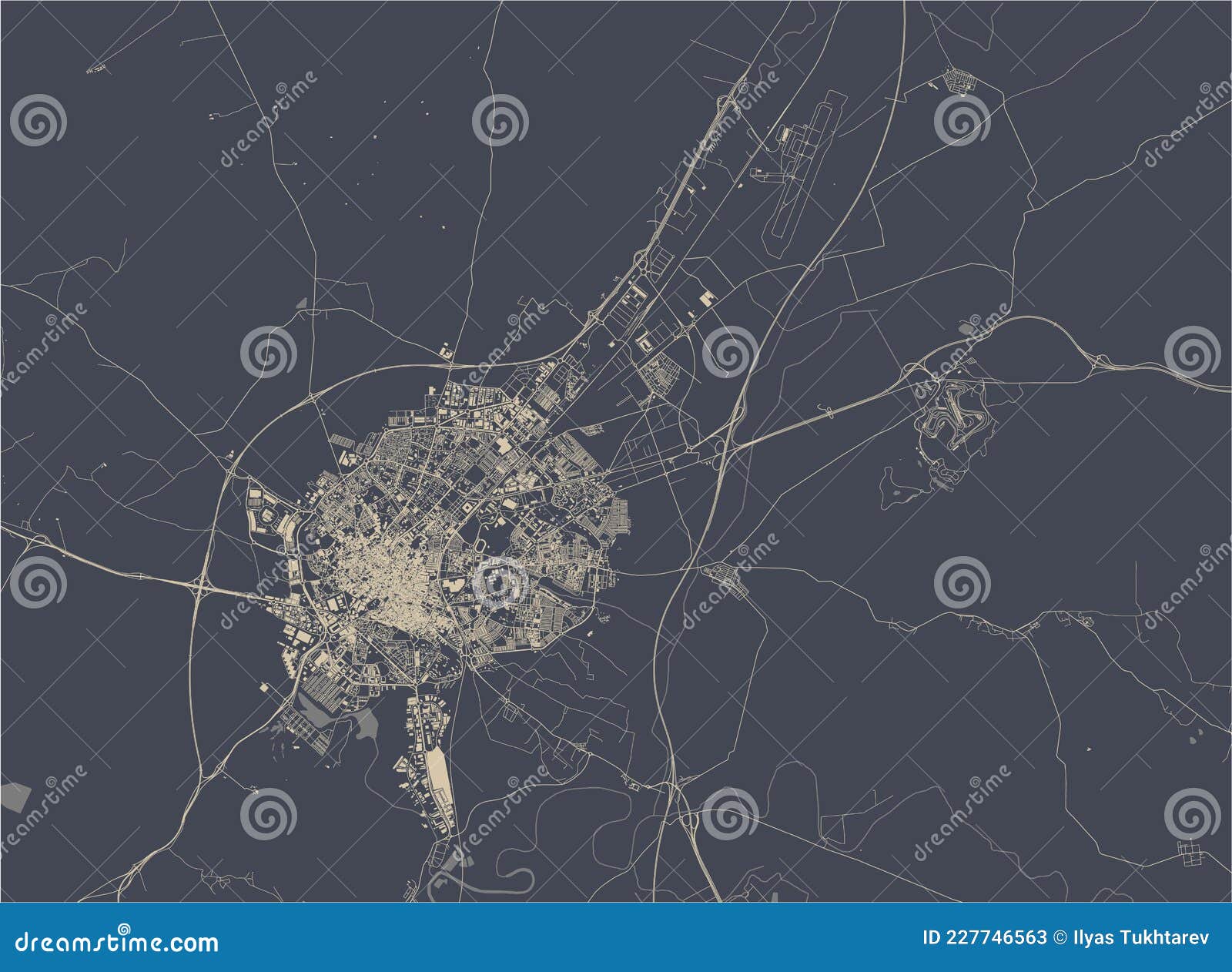 Map of the City of Jerez De La Frontera, Spain Stock Illustration ...