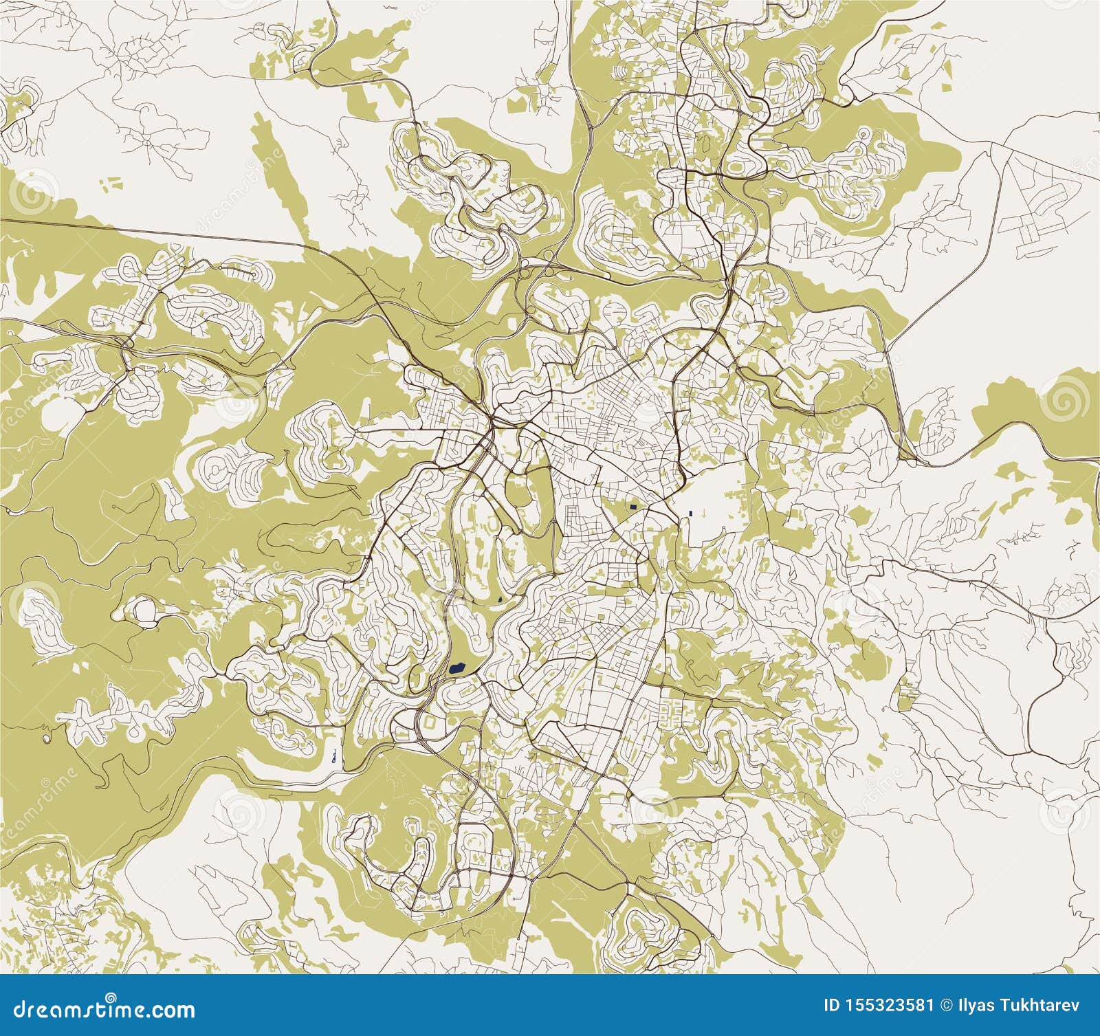 Map of the City of Jerusalem, Israel Stock Illustration - Illustration ...