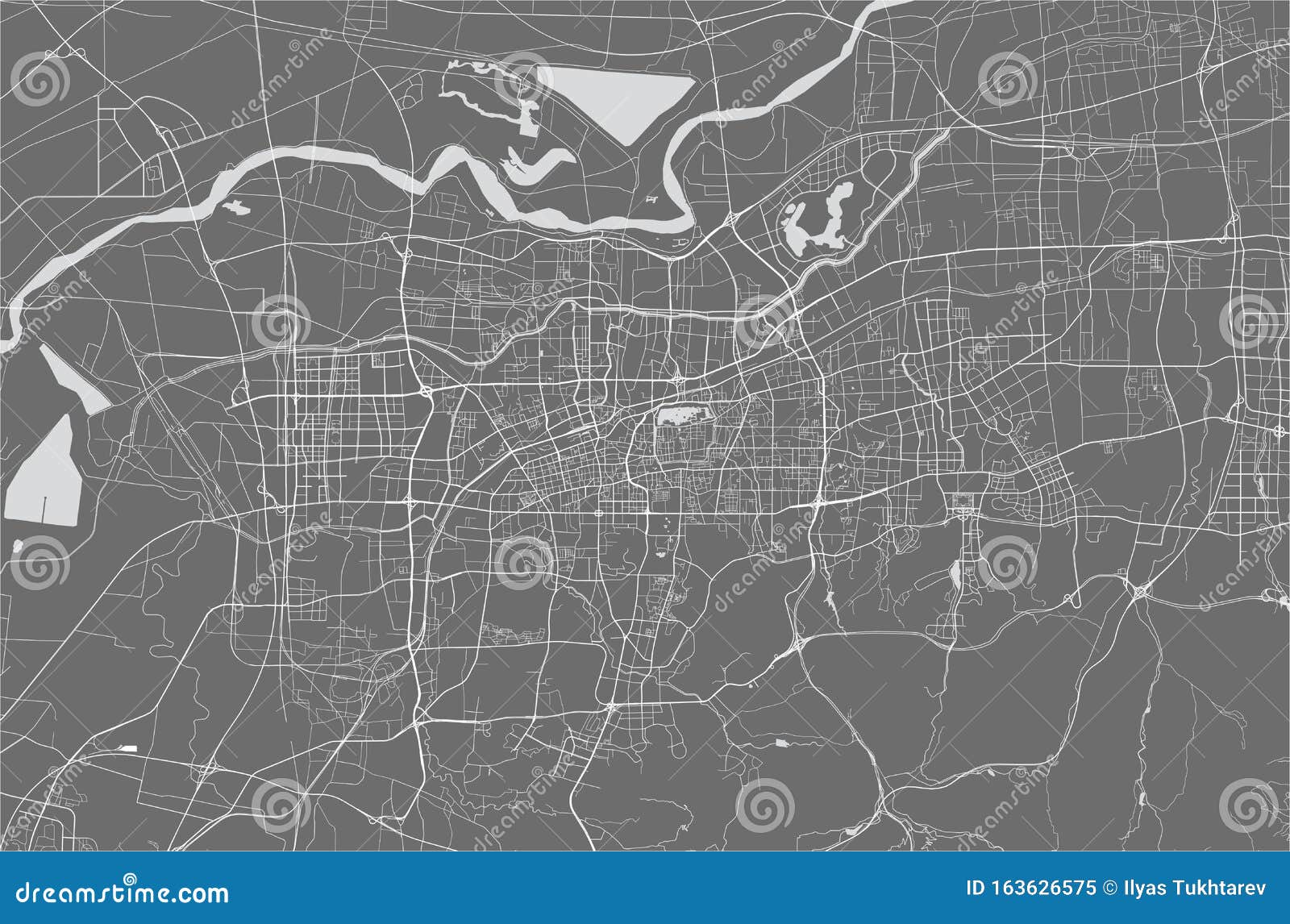 Map of the City of Jinan, China Stock Vector - Illustration of licheng ...