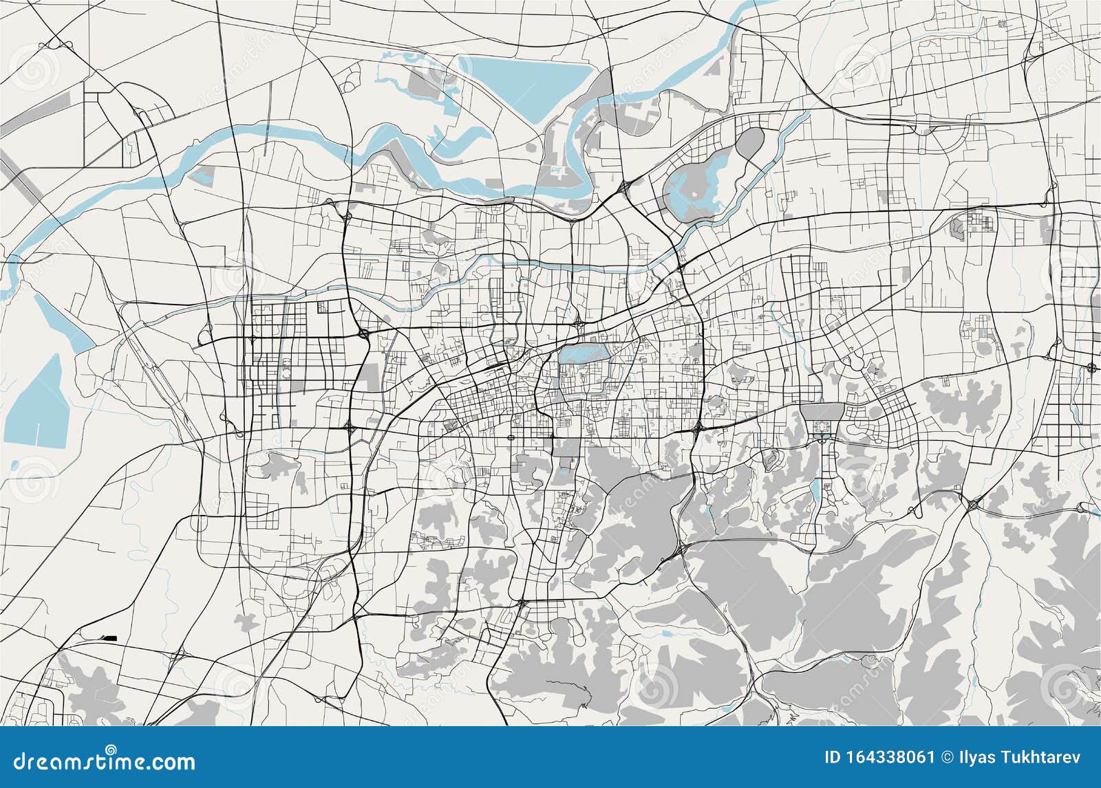 Map of the City of Jinan, China Stock Illustration - Illustration of ...
