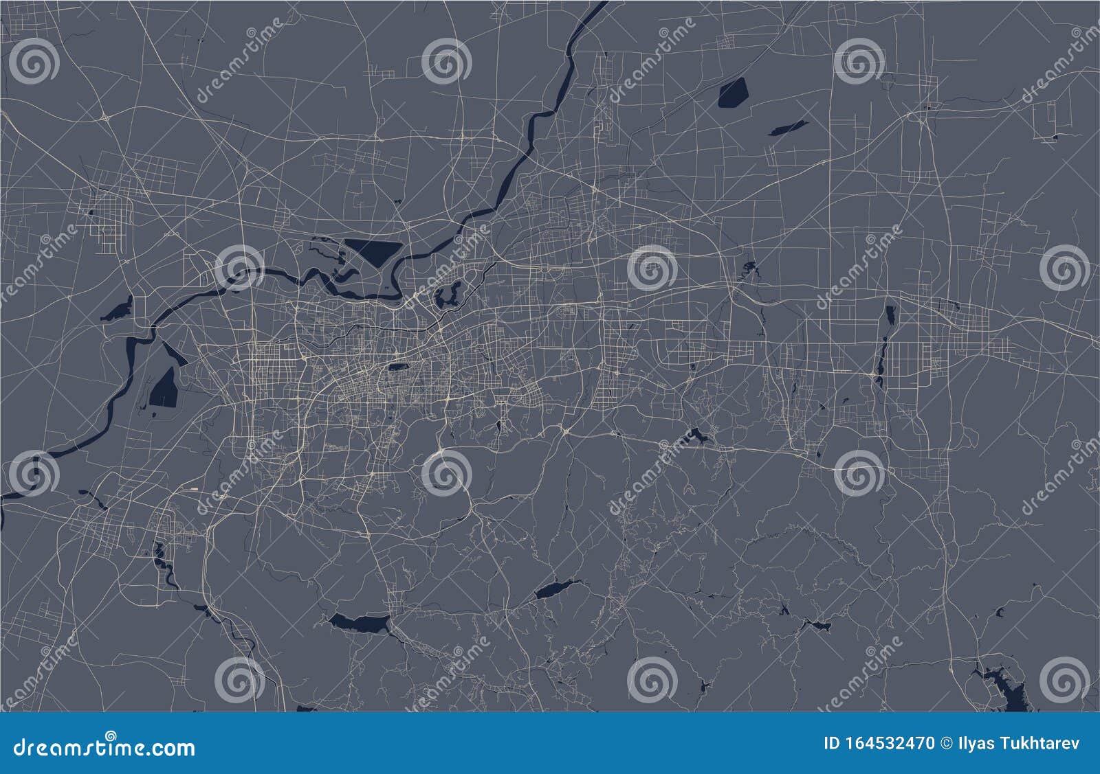Map of the City of Jinan, China Stock Illustration - Illustration of ...