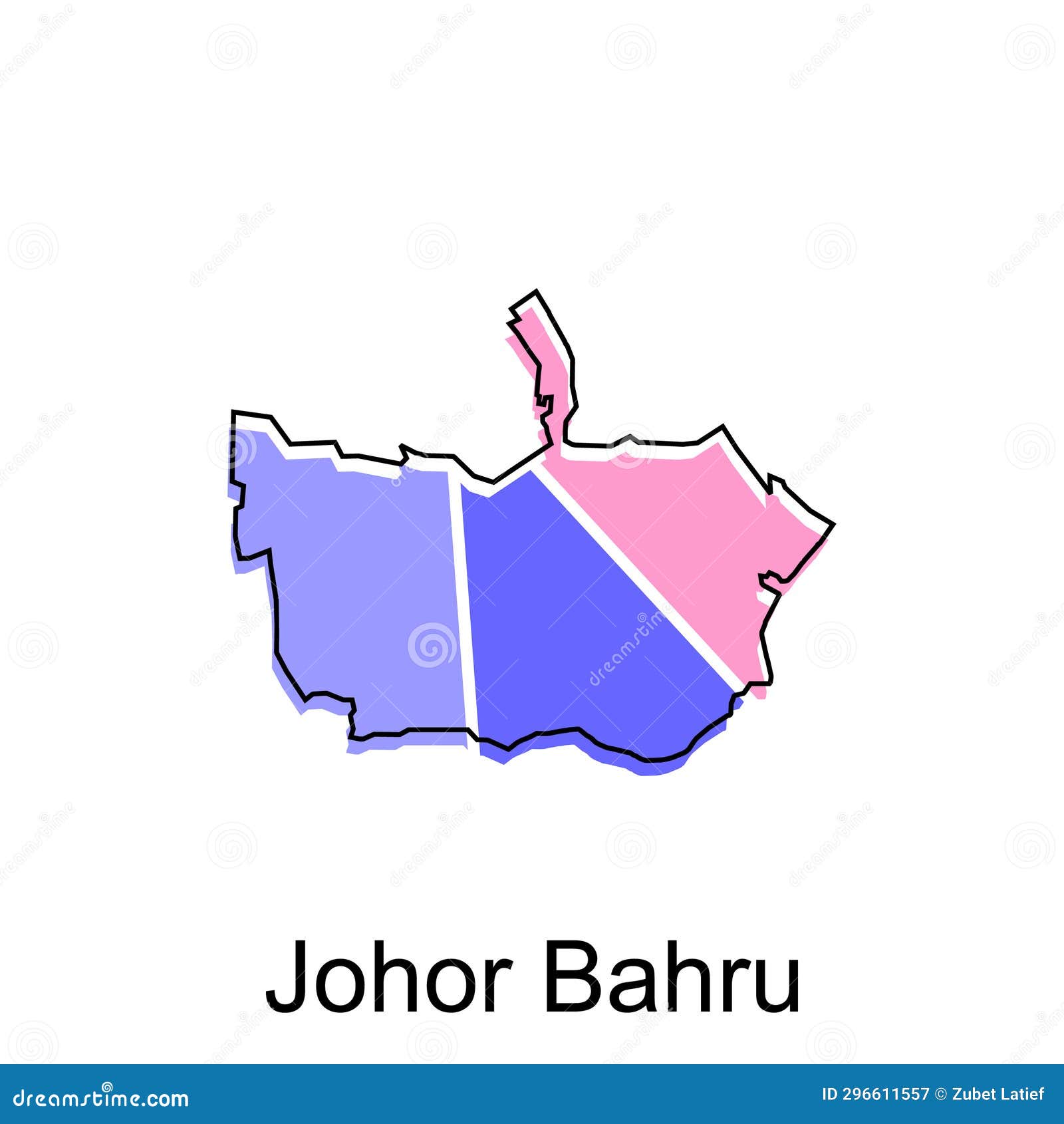 Map City of Johor Bahru Vector Design, Malaysia Map with Borders ...
