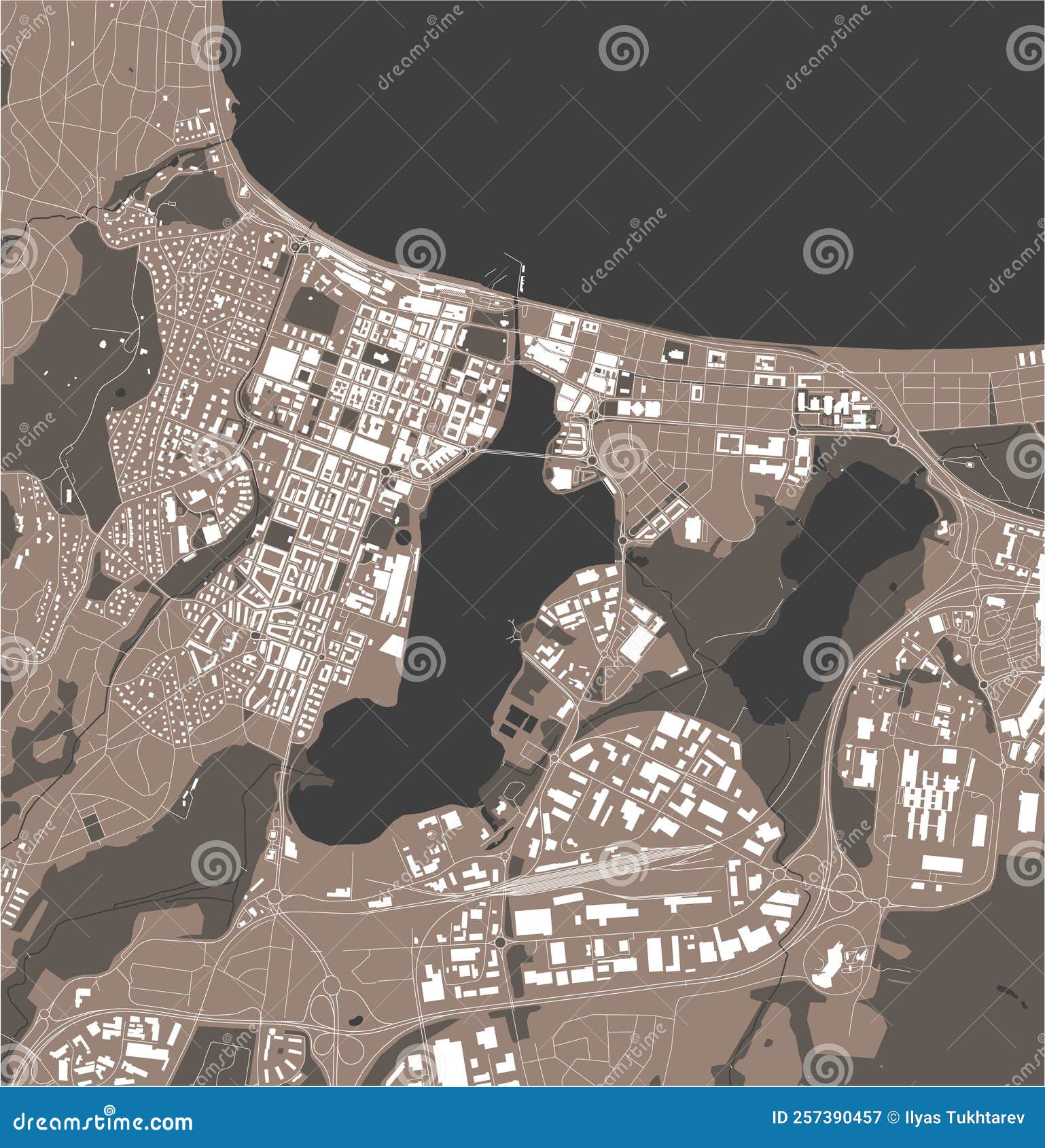 Map of the City of Jonkoping, Sweden Stock Illustration - Illustration ...