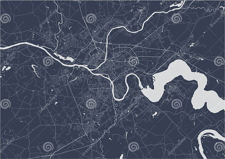 Map of the City of Kaunas, Lithuania Stock Vector - Illustration of ...