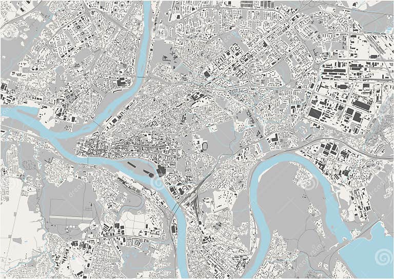 Map of the City of Kaunas, Lithuania Stock Vector - Illustration of ...