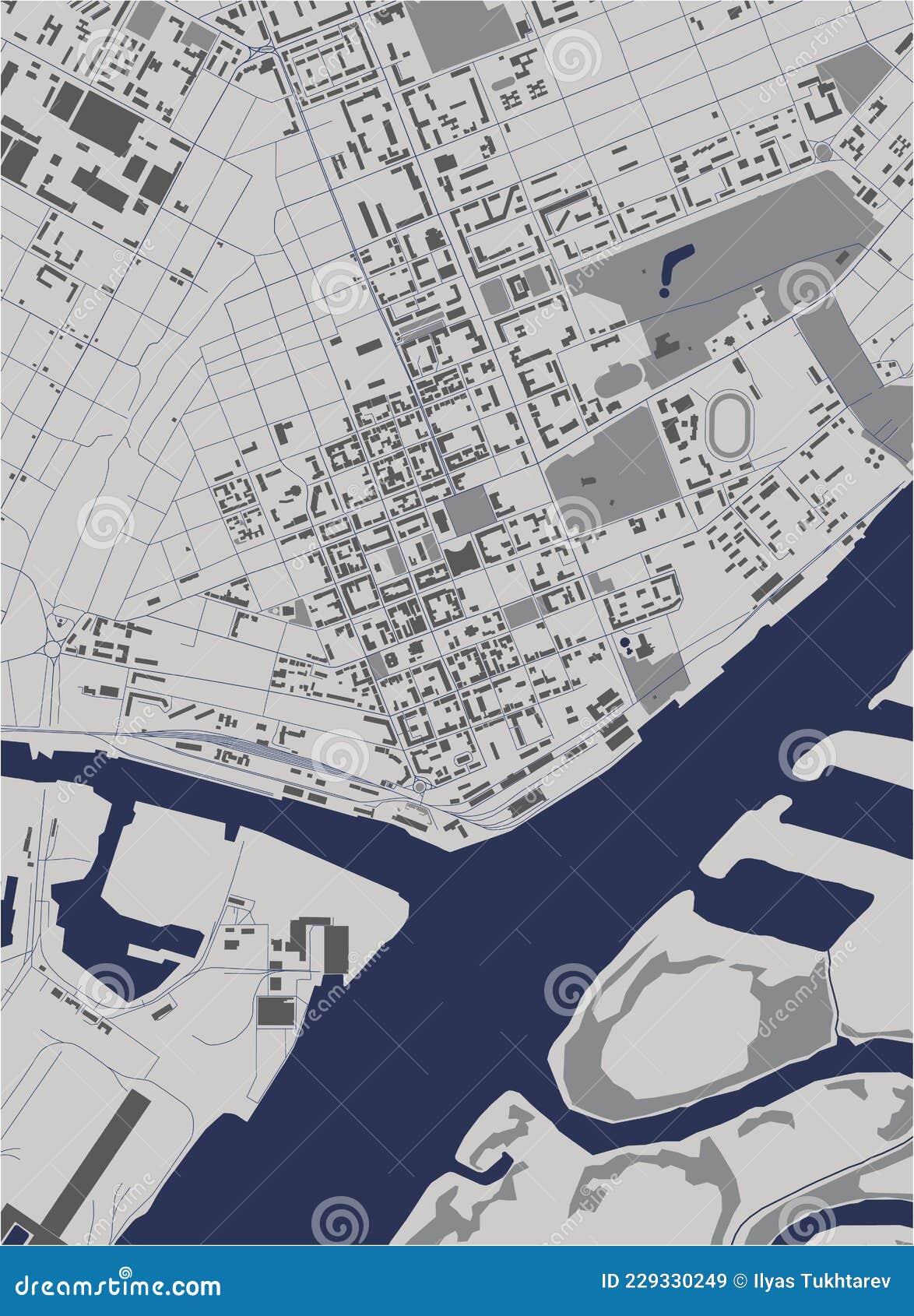 Map of the City of Kherson, Ukraine Stock Illustration - Illustration ...