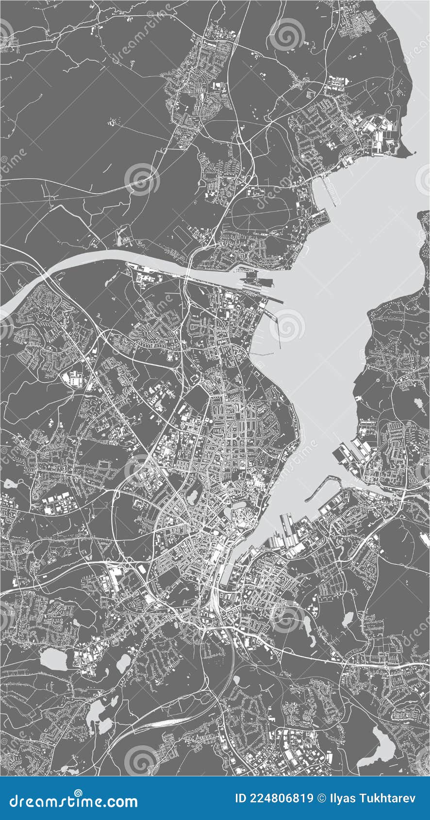 Map of the City of of Kiel, Germany Stock Vector - Illustration of ...