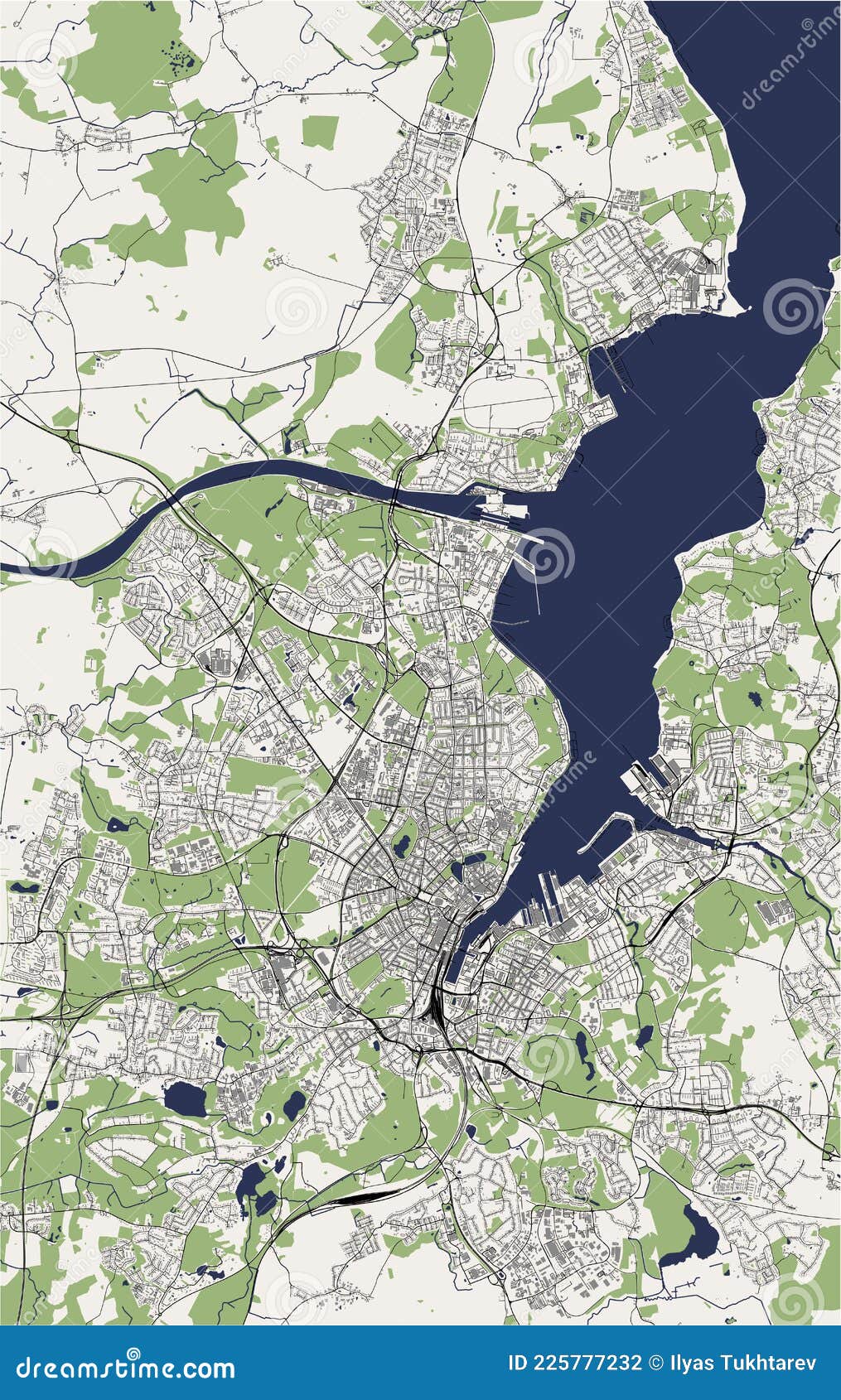 Map of the City of of Kiel, Germany Stock Vector - Illustration of ...
