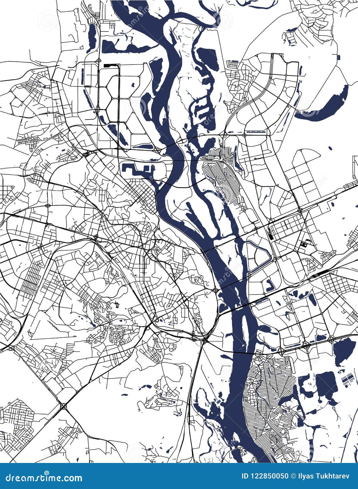 Map of the City of Kiev, Ukraine Stock Vector - Illustration of ...