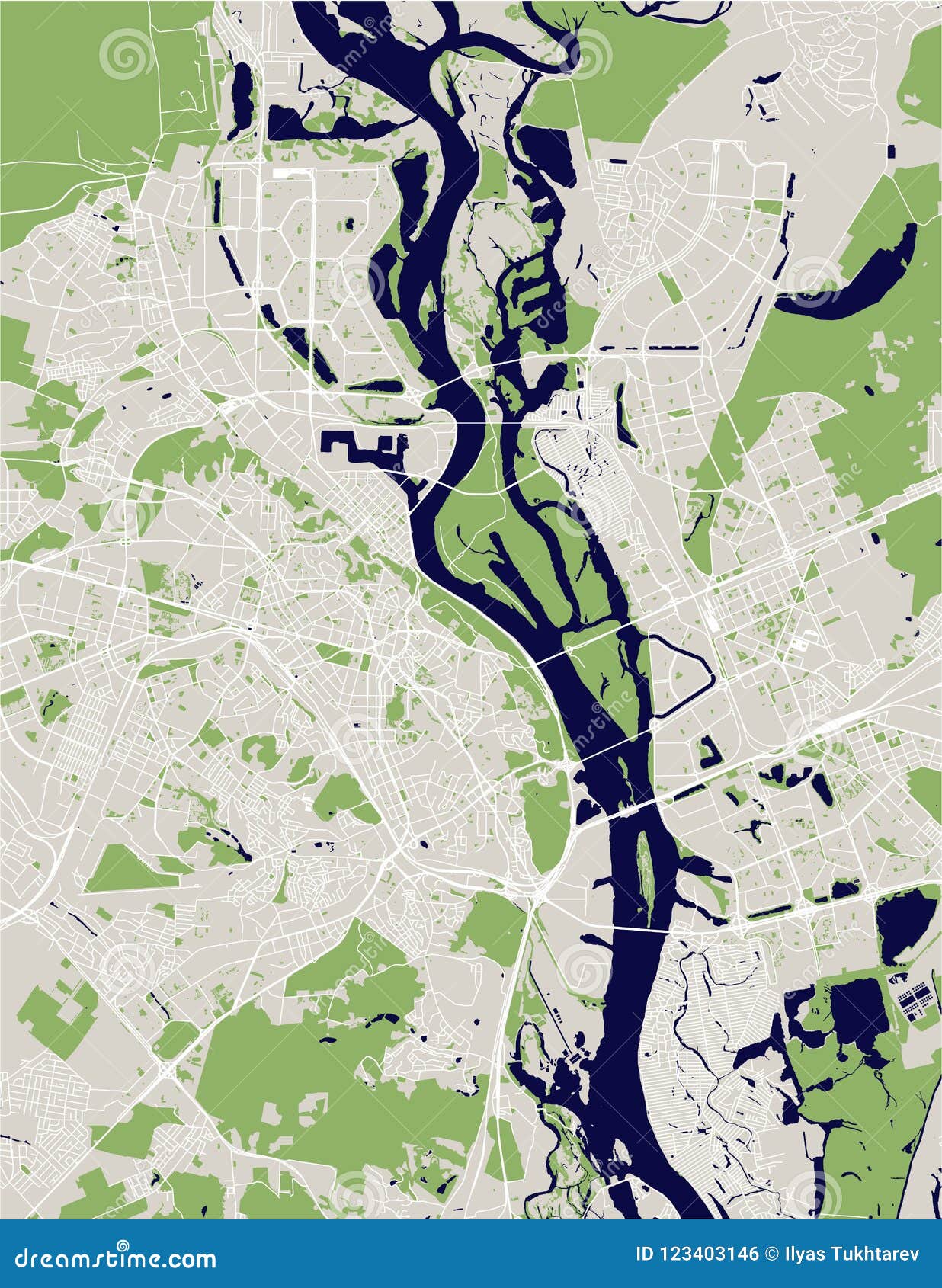 Map of the City of Kiev, Ukraine Stock Illustration - Illustration of ...