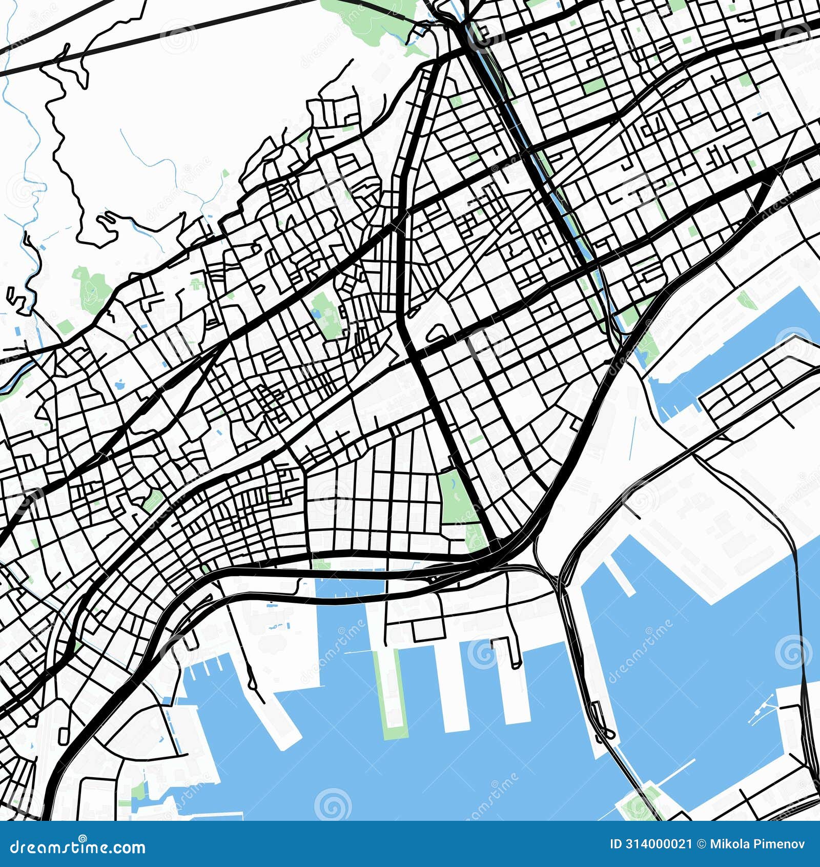 Map of the city of Kobe. stock illustration. Illustration of screenshot ...