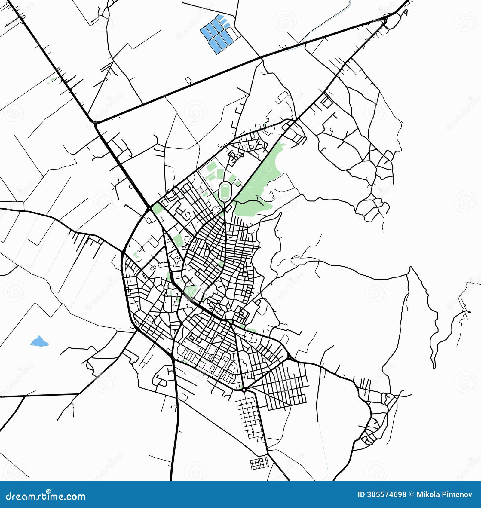 Map of the city of Korcha. stock illustration. Illustration of circle ...