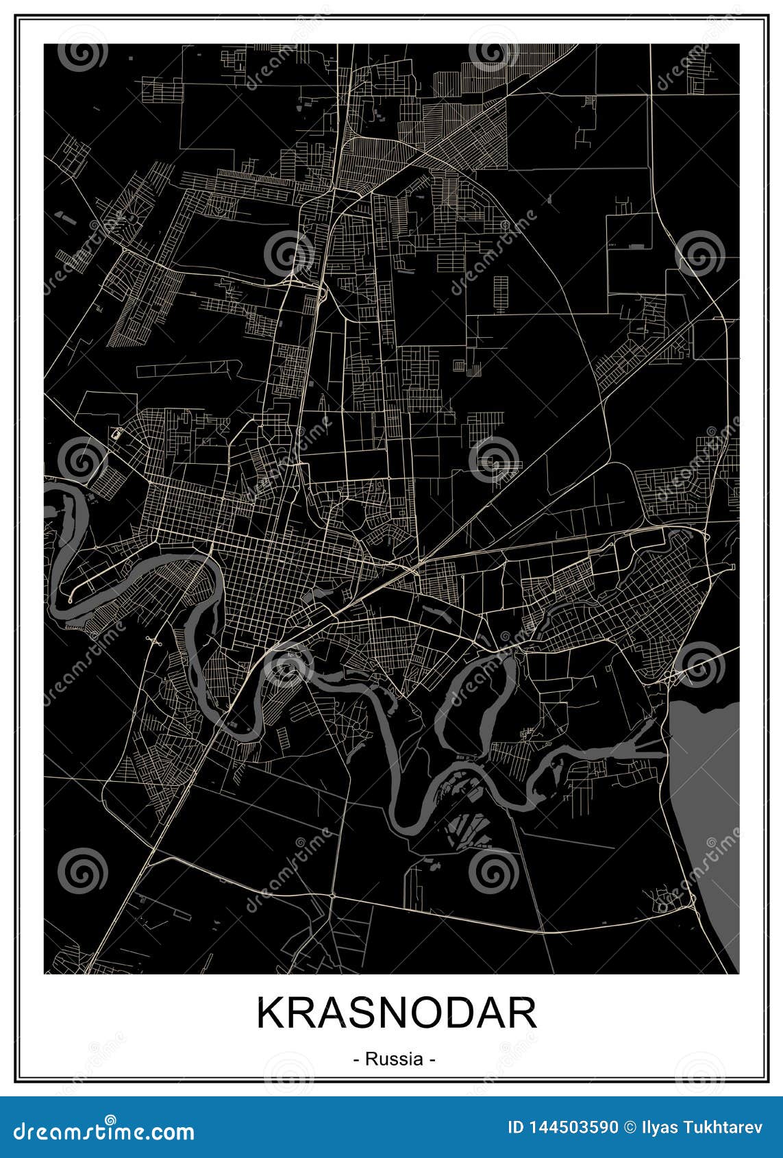 Map of the City of Krasnodar, Russia Stock Illustration - Illustration ...