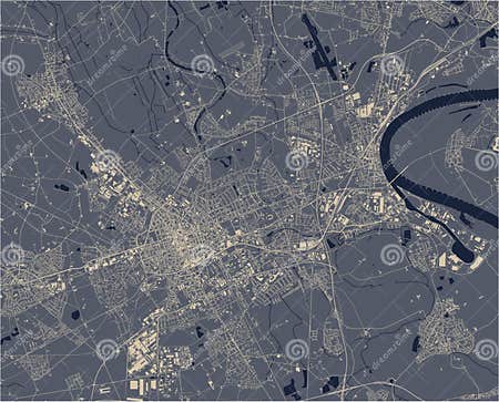 Map of the City of Krefeld, Germany Stock Vector - Illustration of ...