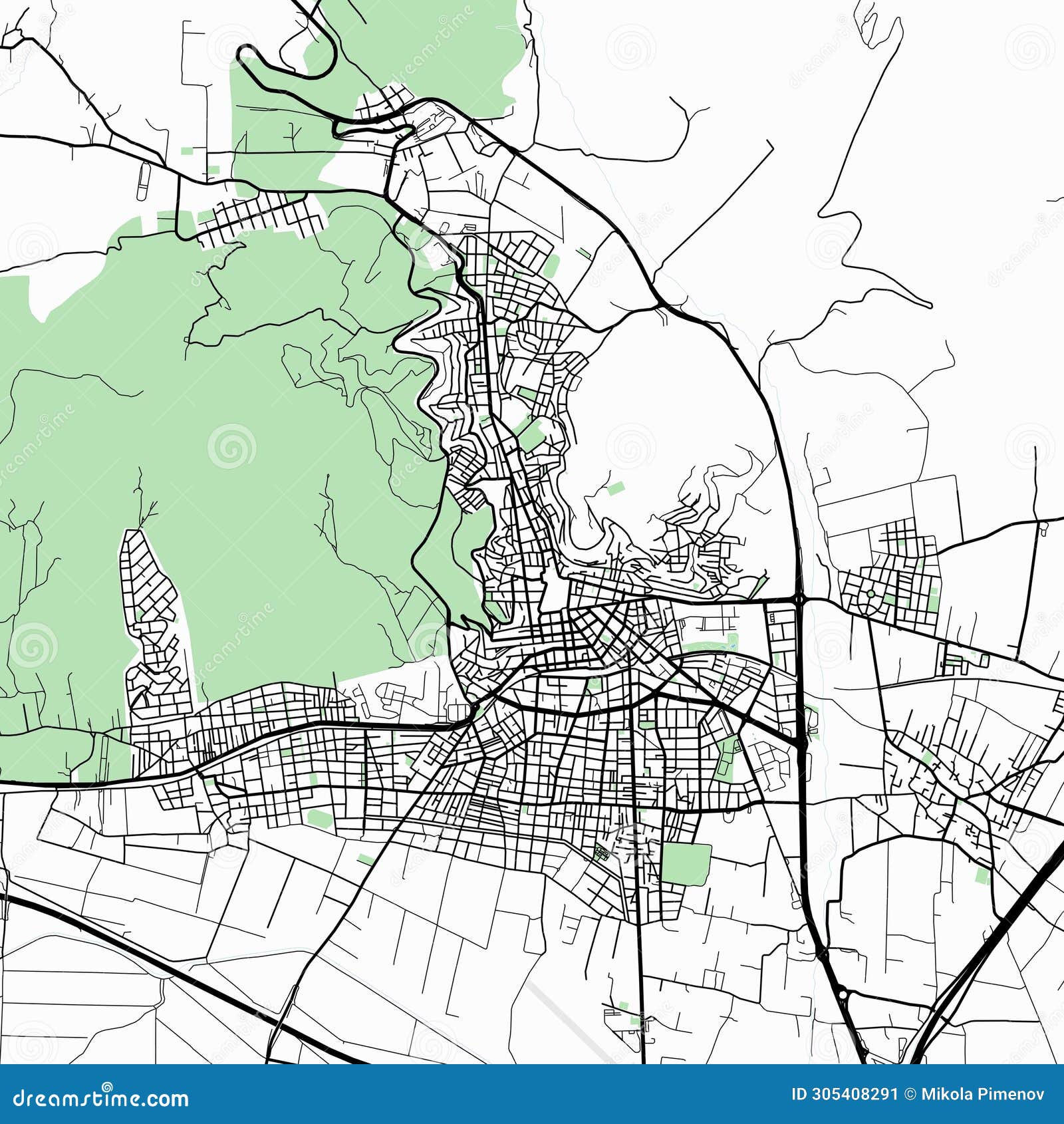 Map of the city of Lamia. stock illustration. Illustration of branch ...