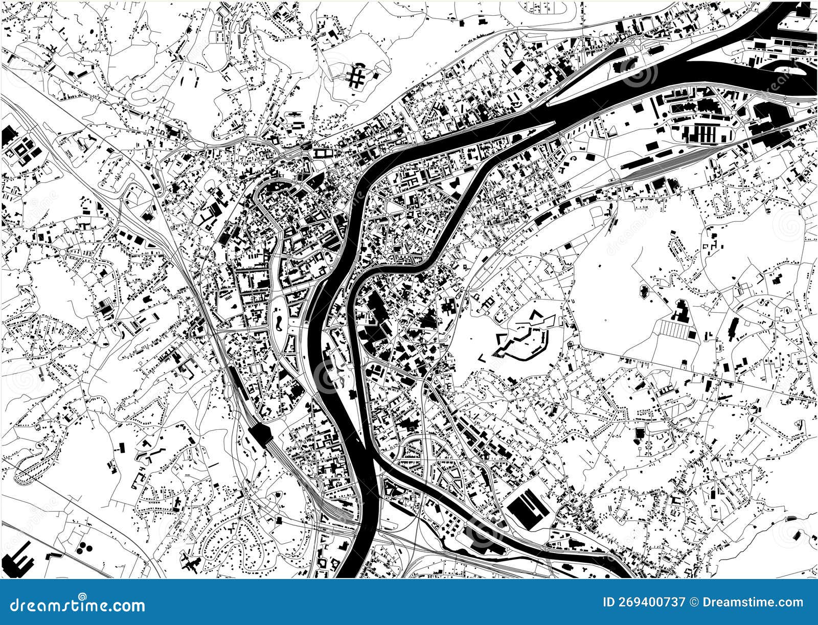 Map of the City of Liege, Belgium Stock Vector - Illustration of grid ...