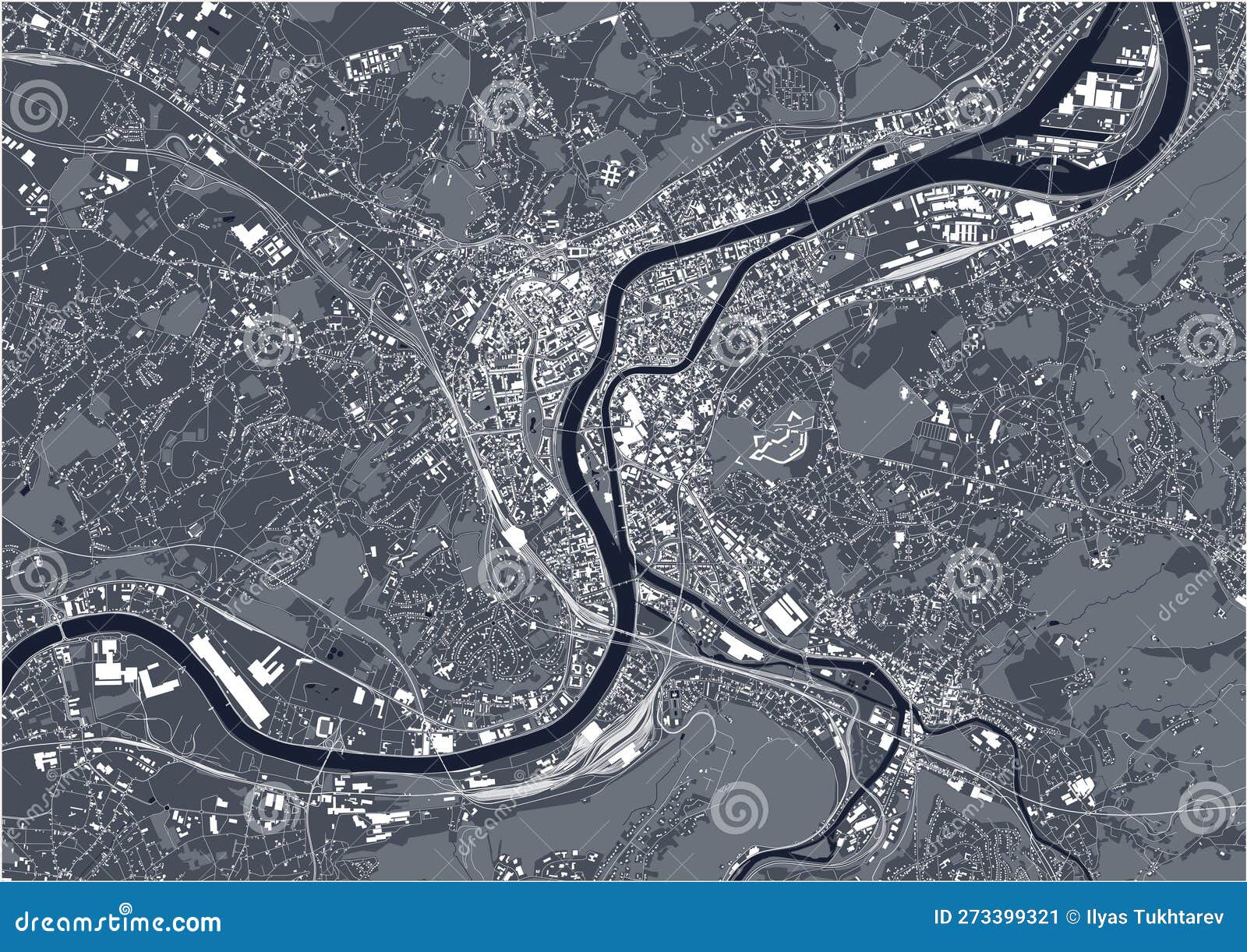 Map of the City of Liege, Belgium Stock Vector - Illustration of place ...