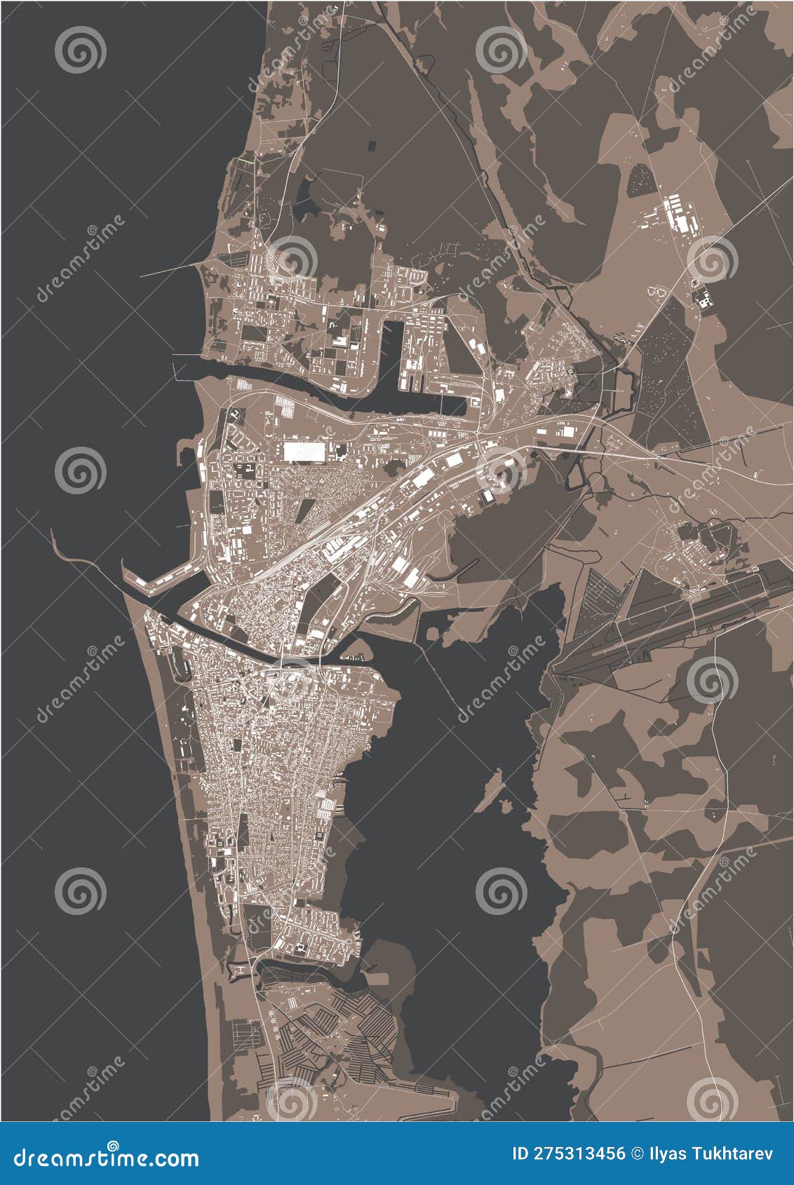 Map of the City of Liepaja, Latvia Stock Illustration - Illustration of ...