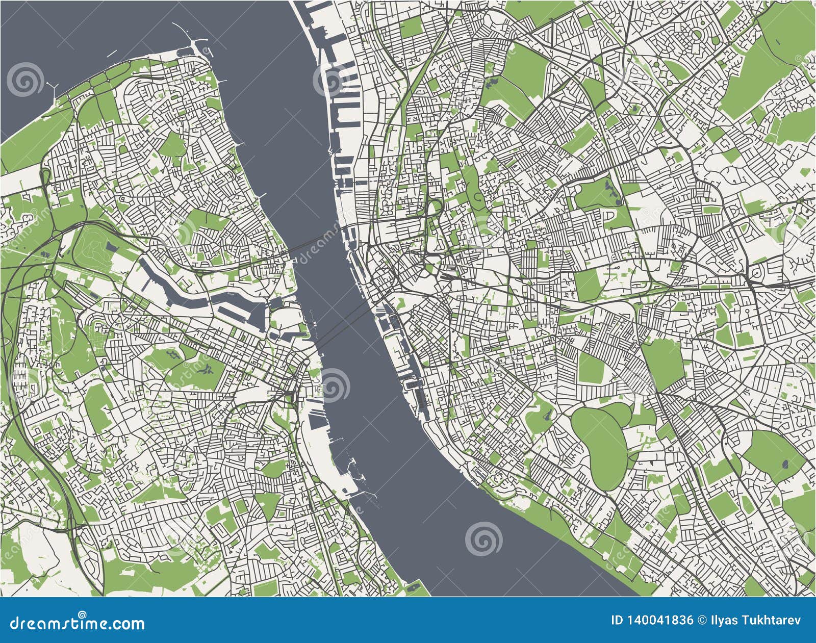 Map of the City of Liverpool, United Kingdom Stock Illustration ...