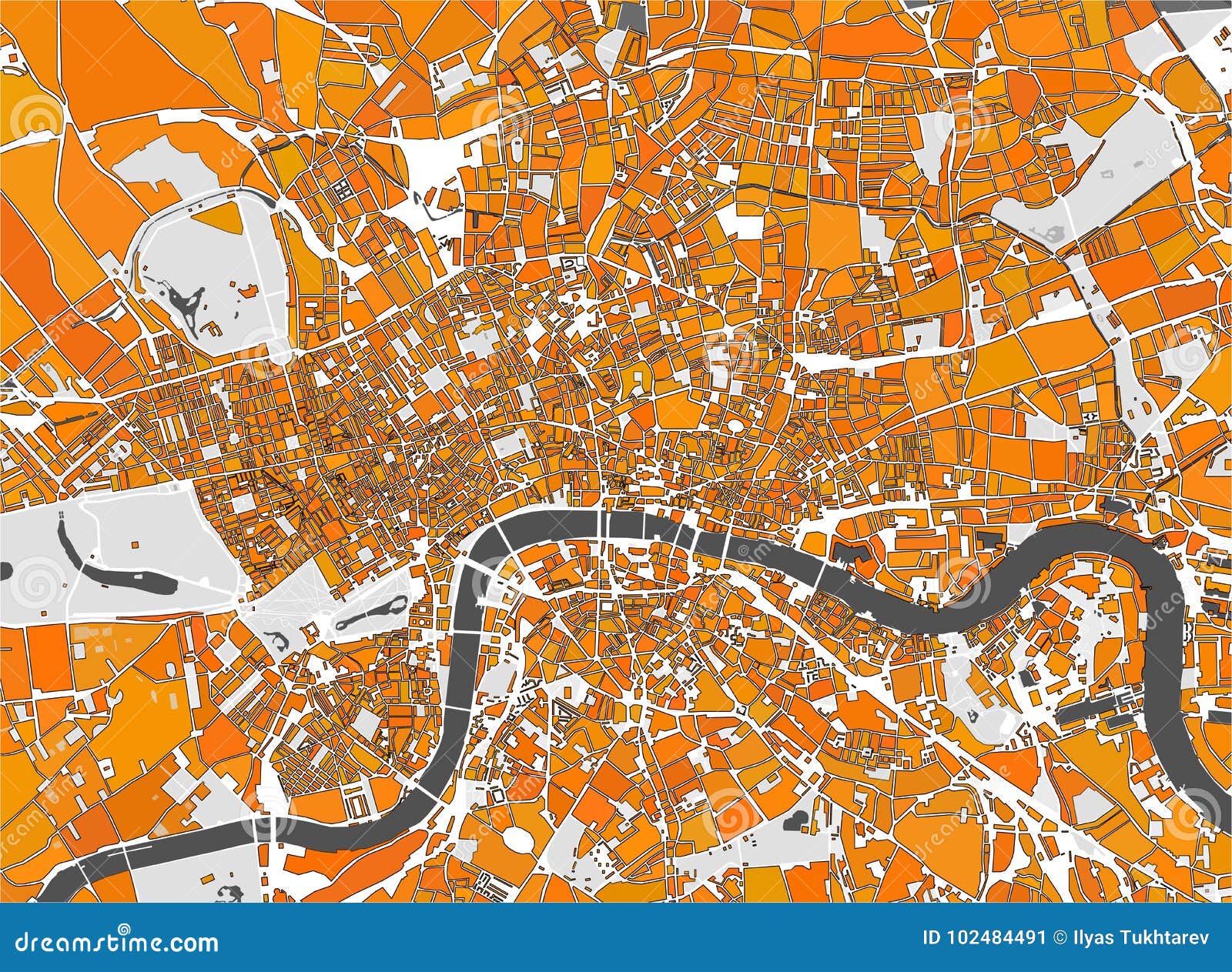 Map of the City of London, Great Britain Stock Illustration ...