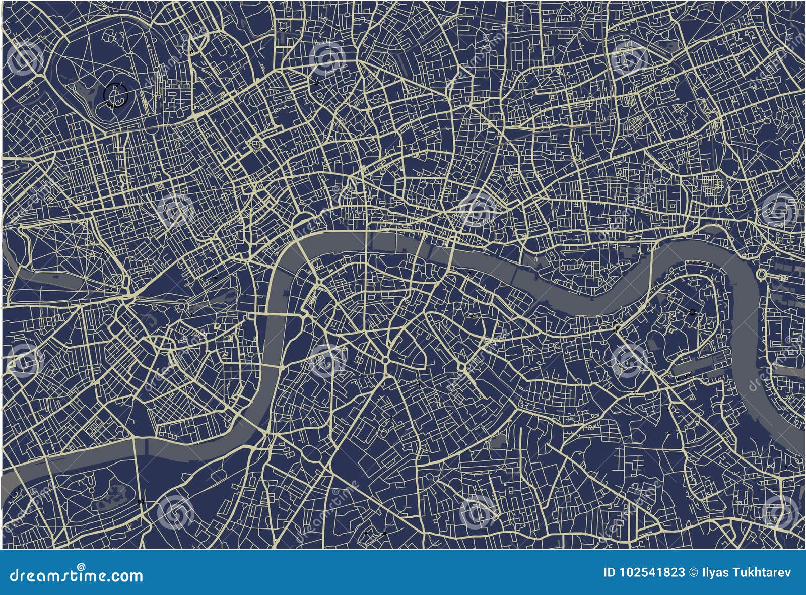 Map of the City of London, Great Britain Stock Vector - Illustration of ...