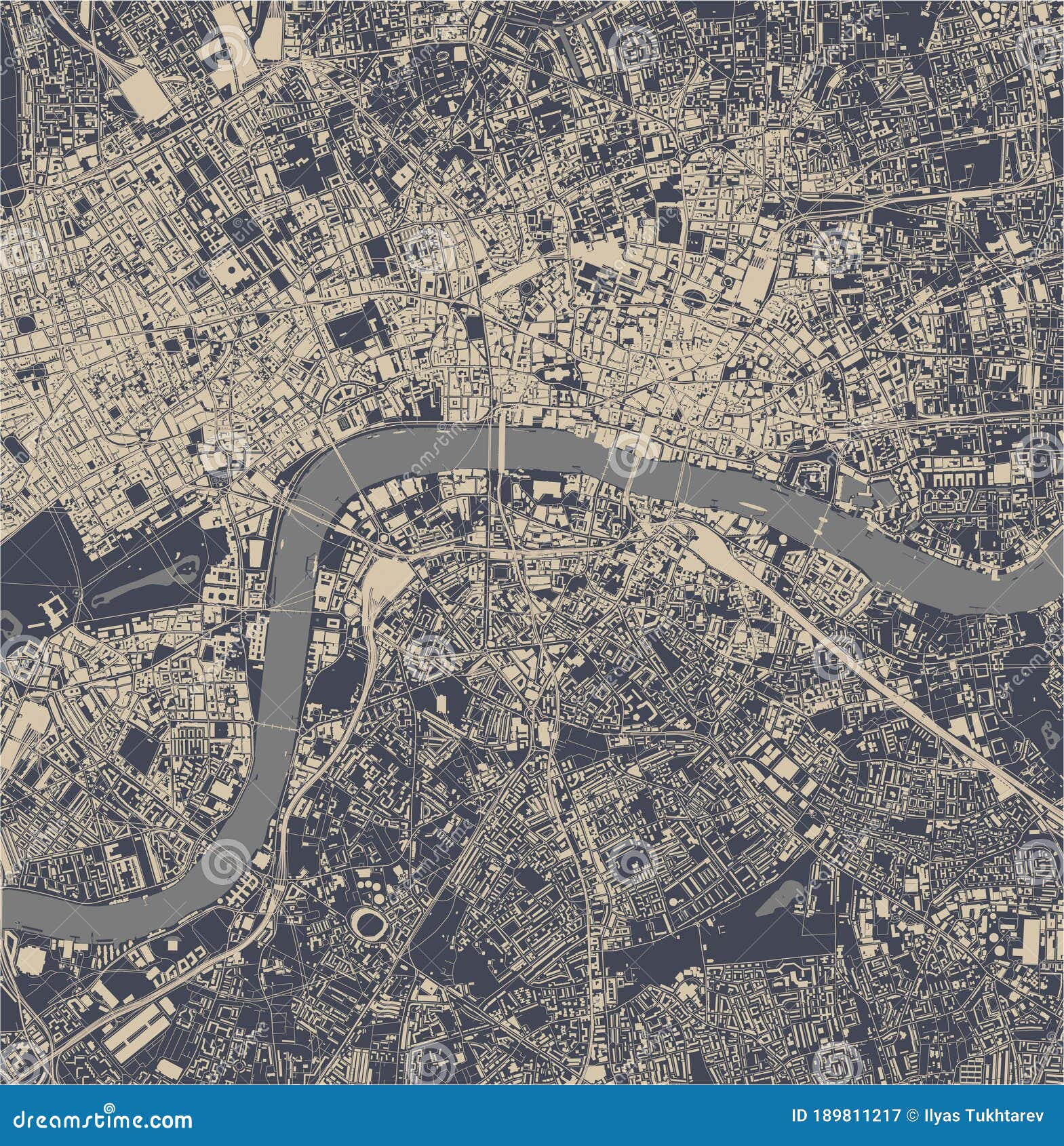 Map of the City of London, Great Britain Stock Vector - Illustration of ...