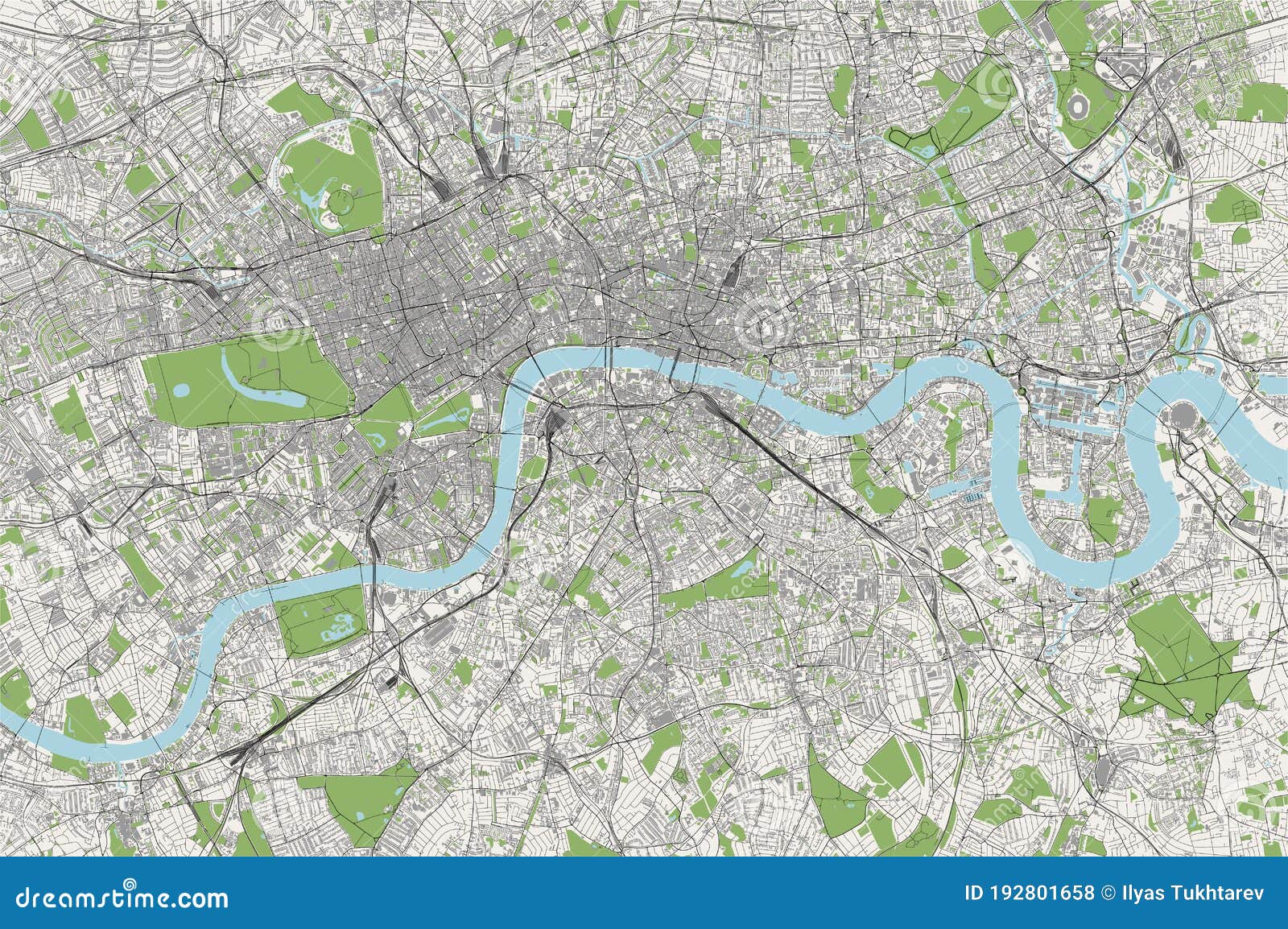 Map of the City of London, Great Britain Stock Vector - Illustration of ...