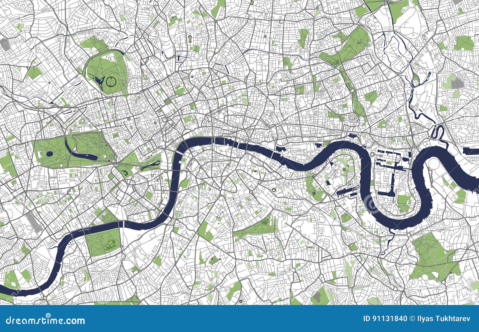 Map of the City of London, Great Britain Stock Illustration ...