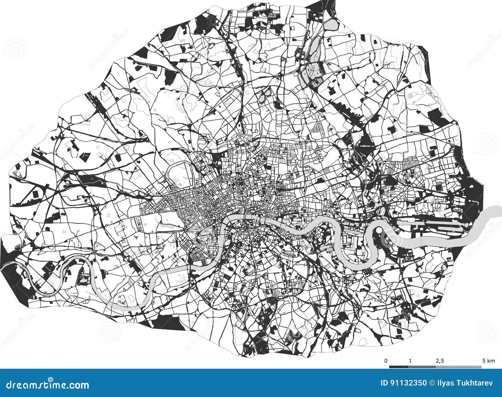 Map of the City of London, Great Britain Stock Illustration ...