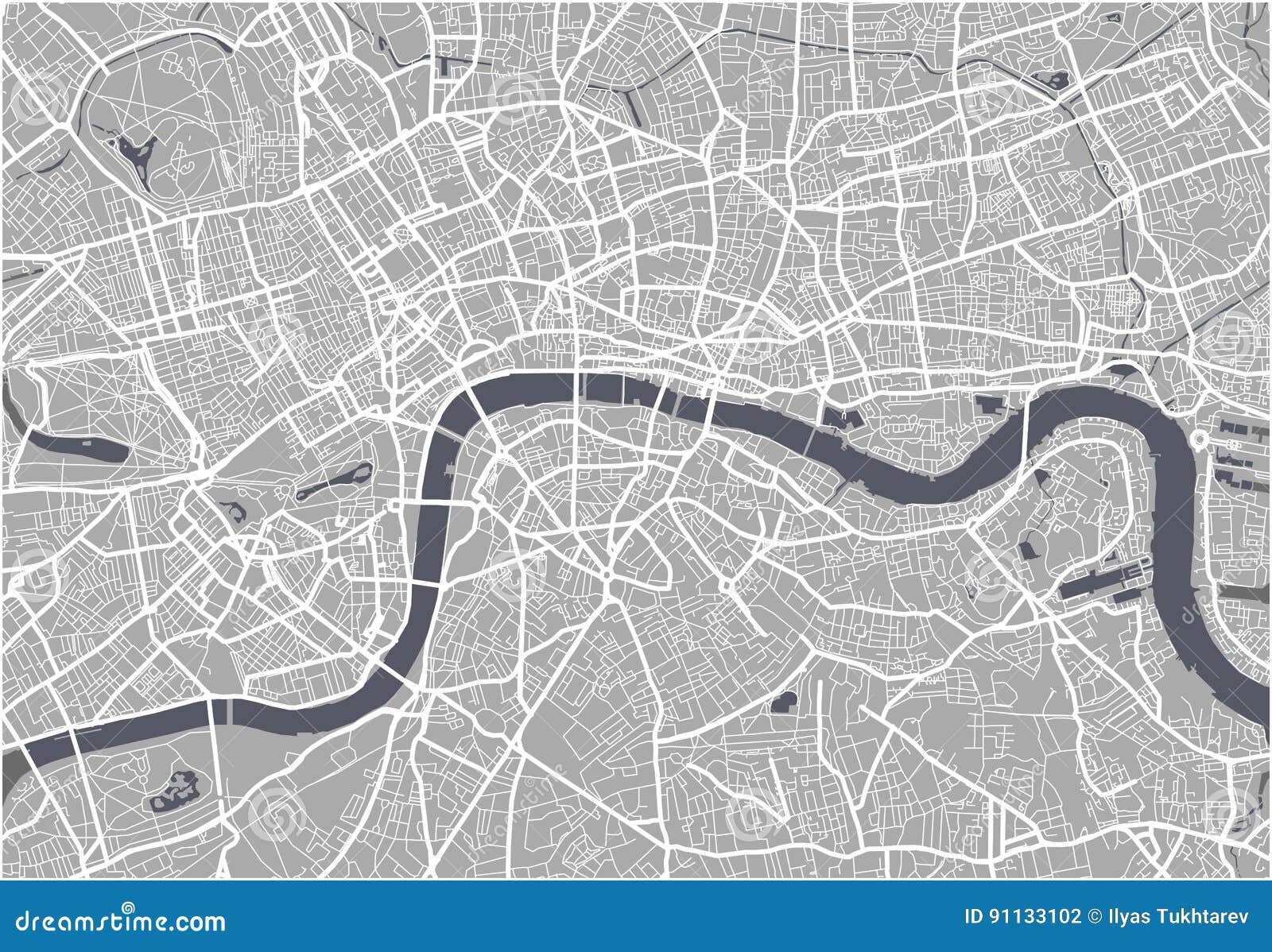 Map of the City of London, Great Britain Stock Illustration ...