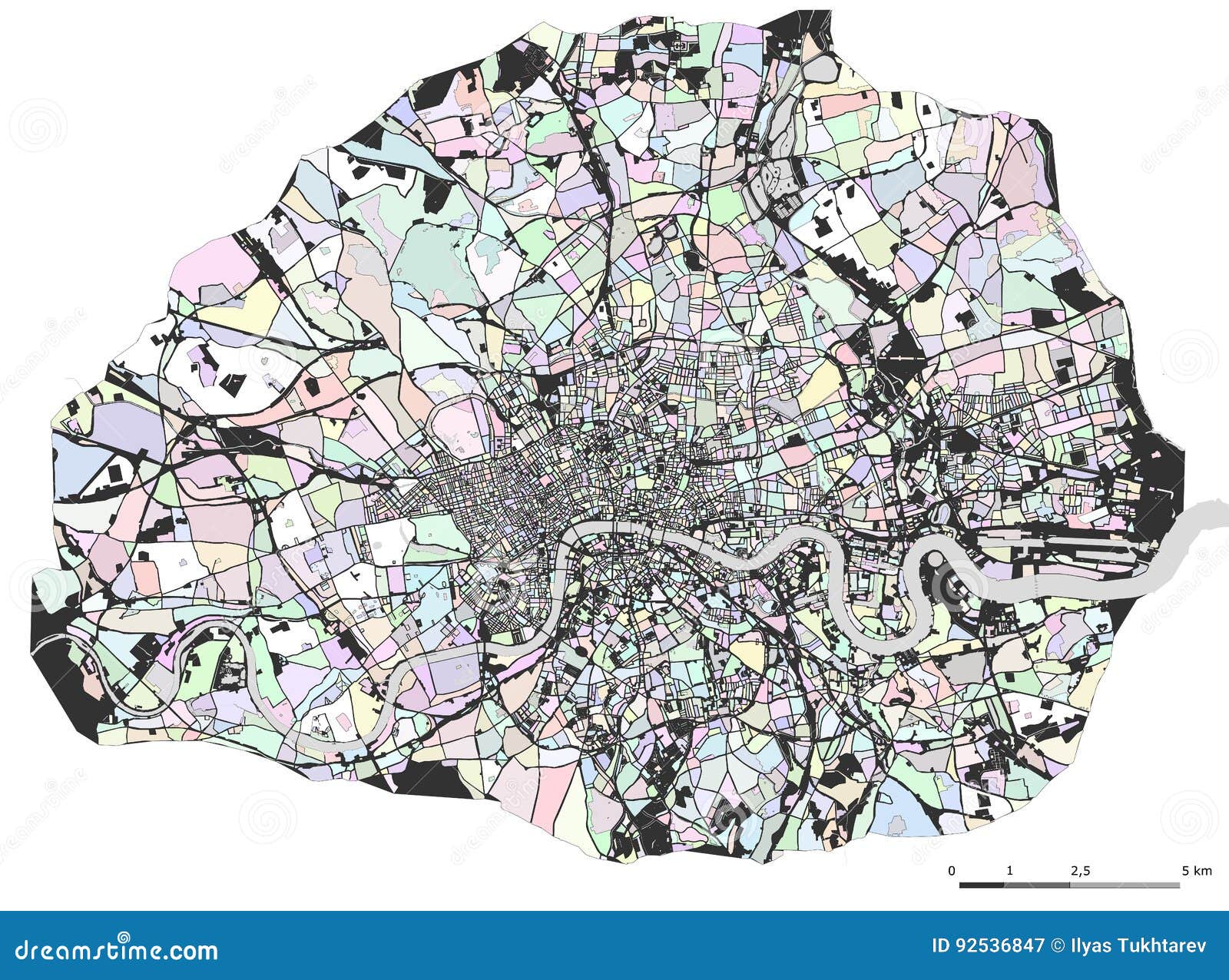 Map of the City of London, Great Britain Stock Illustration ...